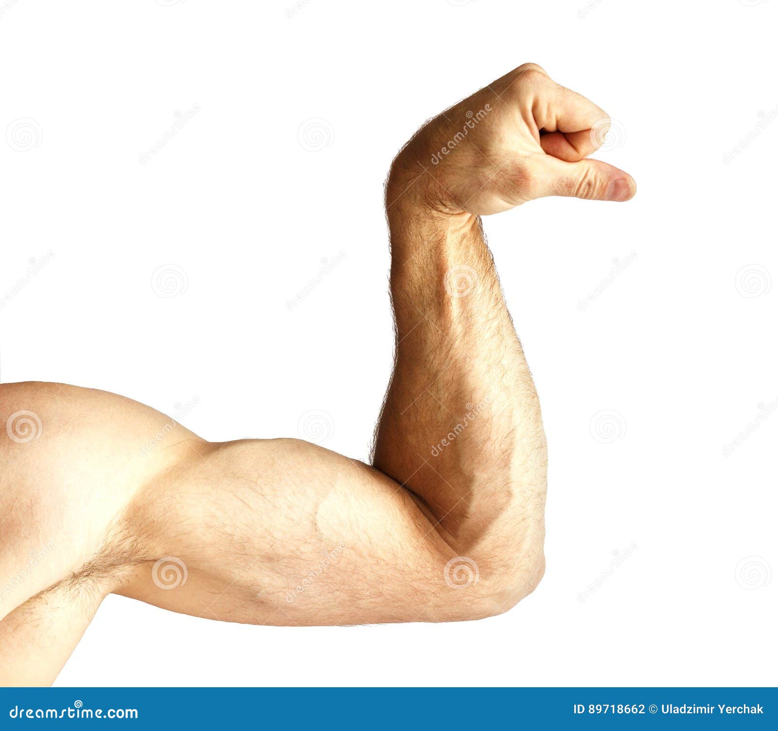 A man shows arm strength. stock photo. Image of flex - 89718662