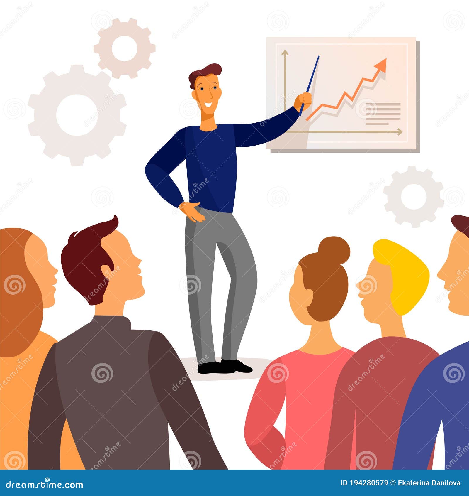The Man Shows the Chart. Office Work. Successful Project Stock Vector ...