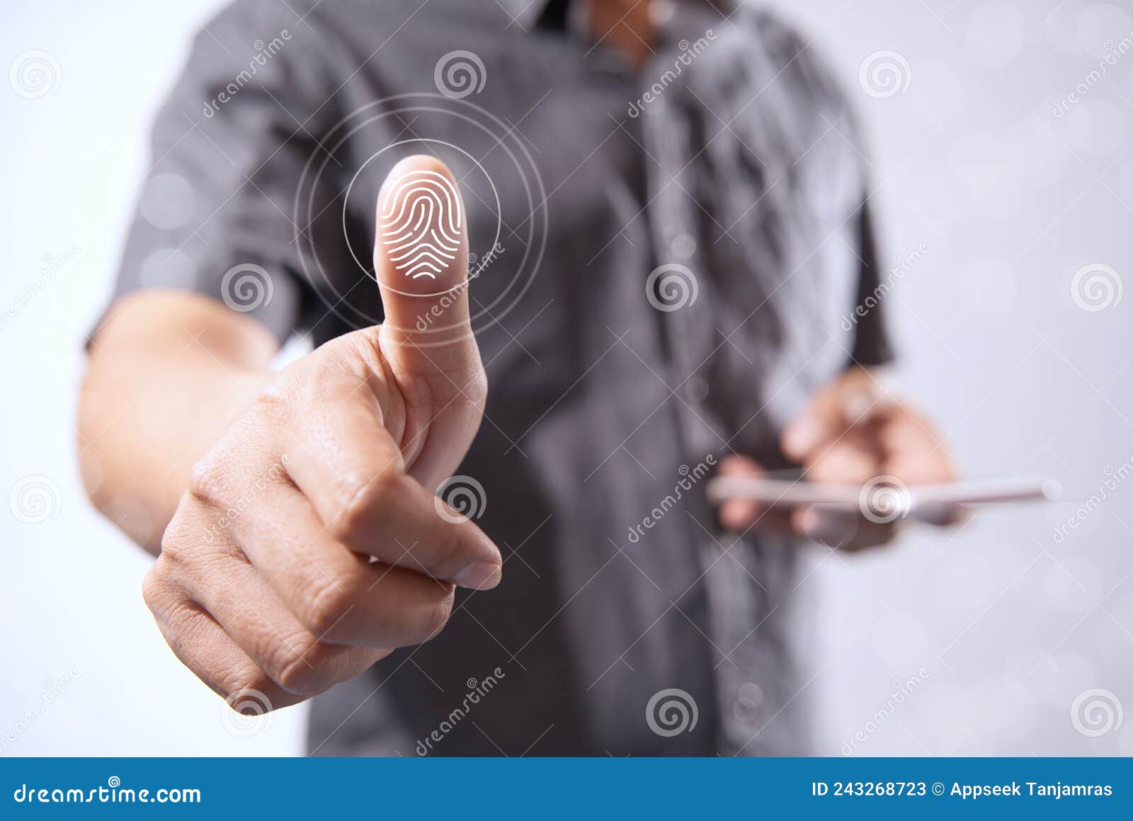 Man Shows Digital Processing Finger of the Future of Biometric ...