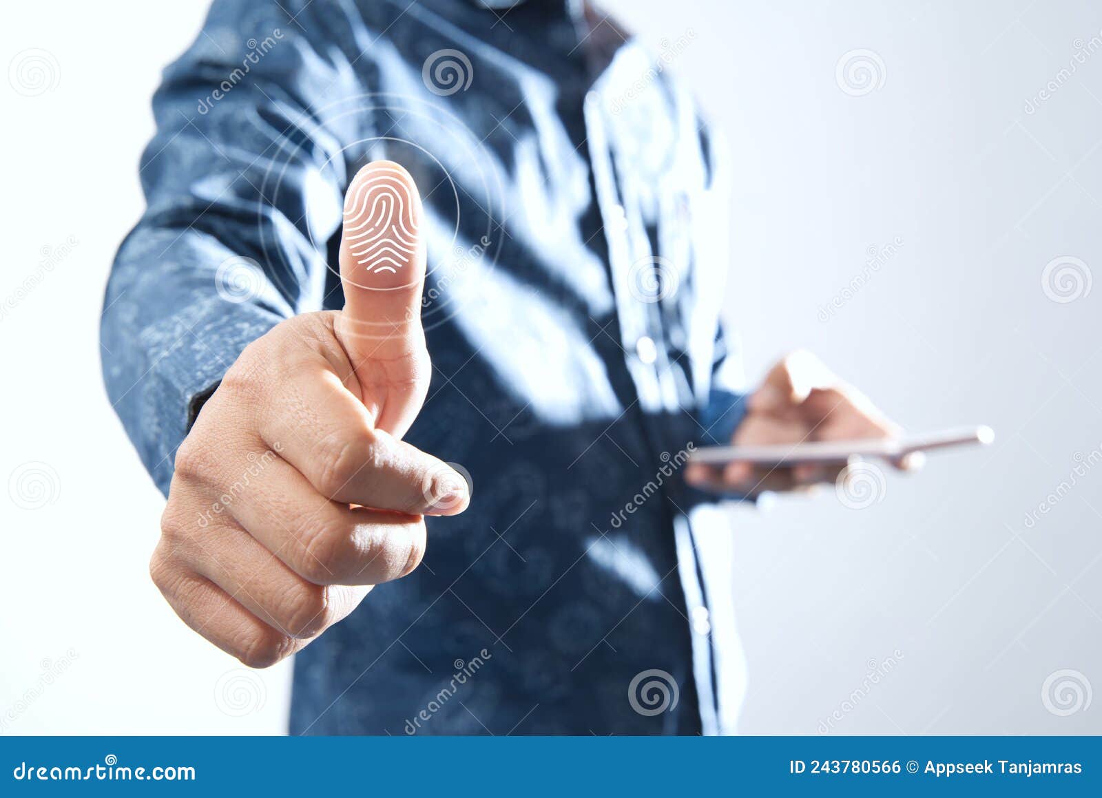 Man Shows Digital Processing Finger of the Future of Biometric ...