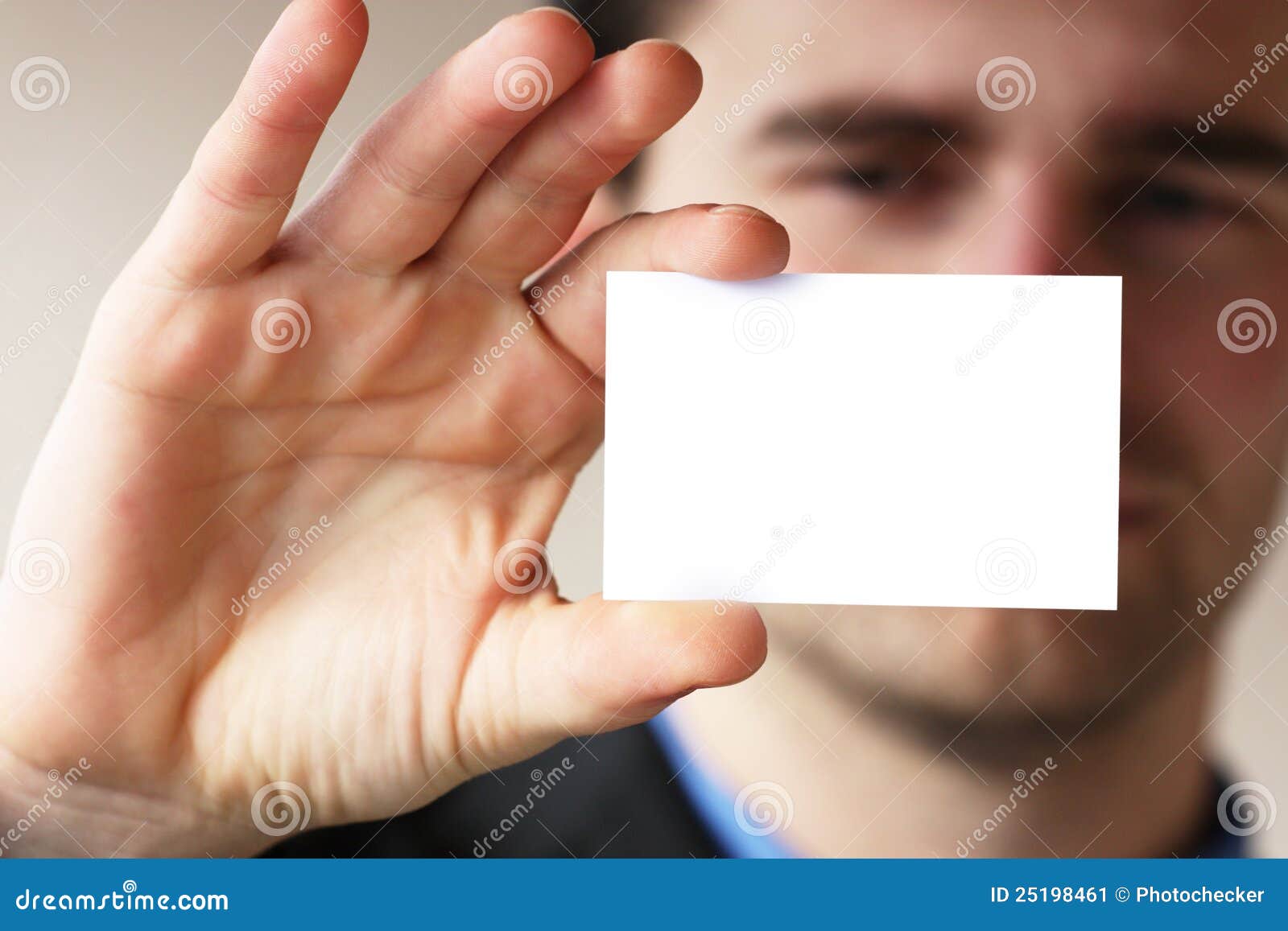 Man Shows His Business Card Stock Image - Image of corporate, identity ...