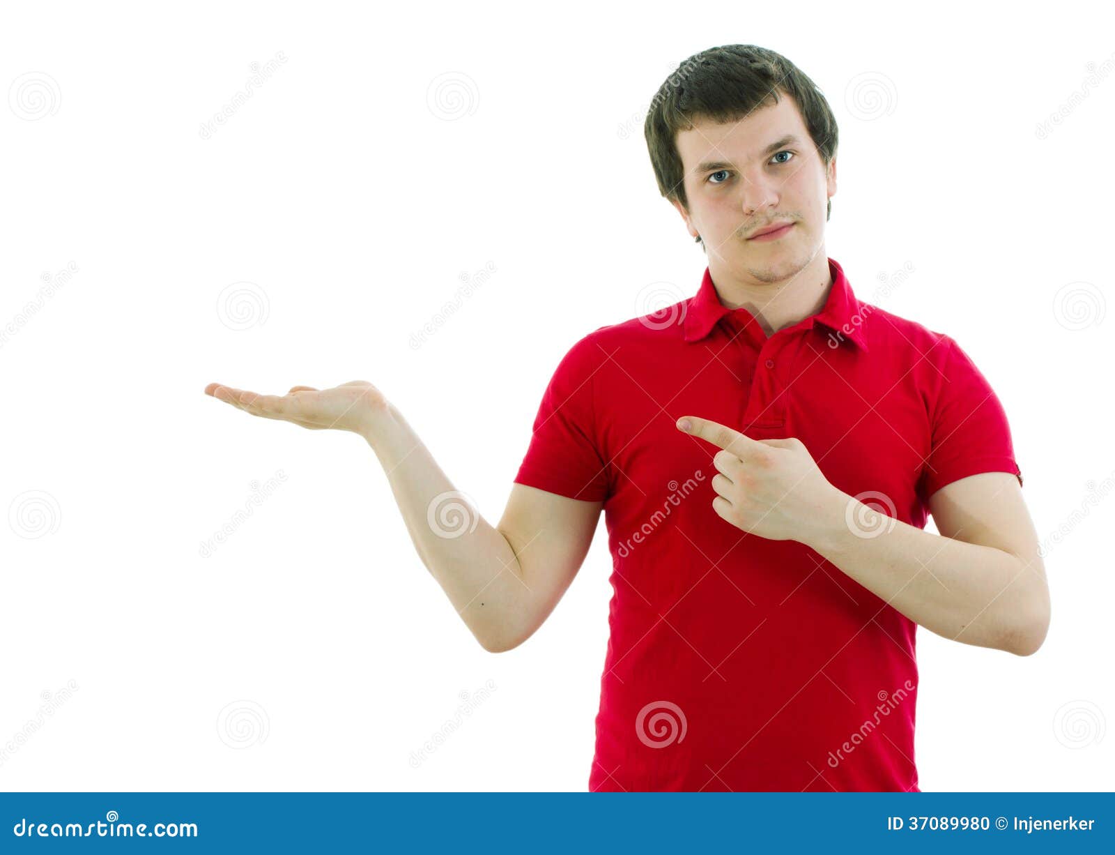 A Man Shows His Hand To The Side Stock Photo - Image of happy, design ...