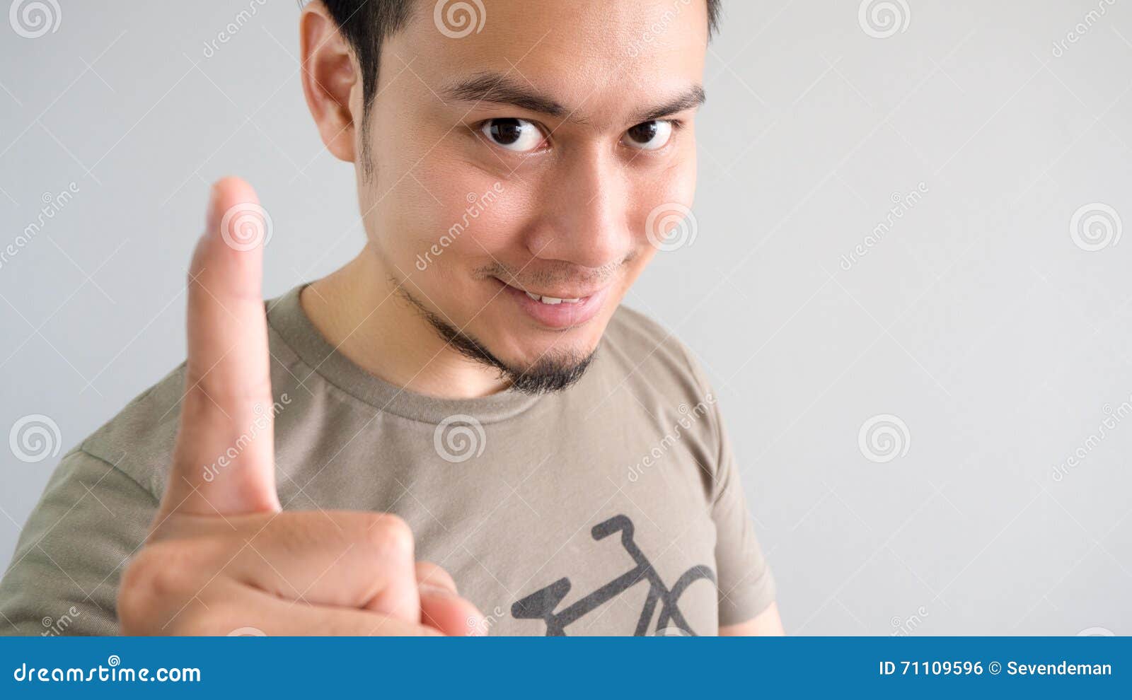 Man shows one finger. stock photo. Image of idea, modern - 71109596