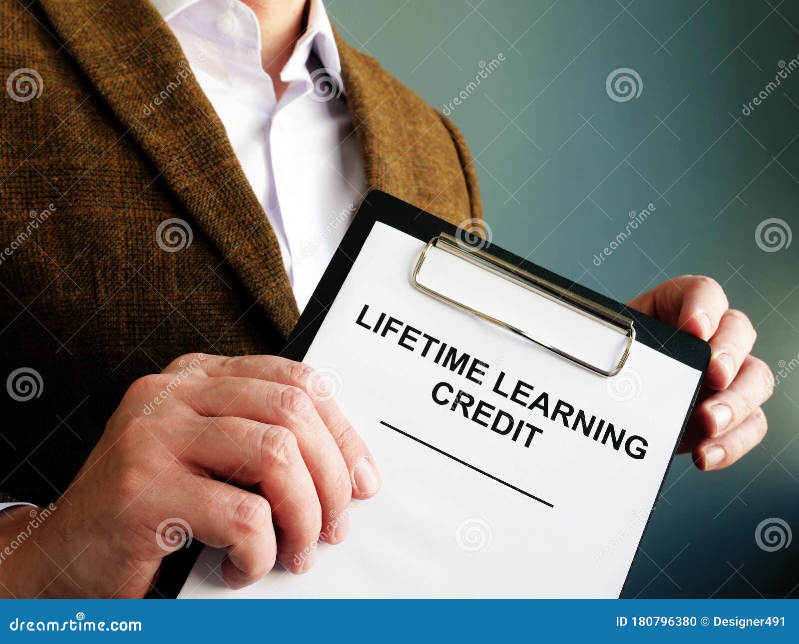 Man Shows Papers about Lifetime Learning Credit Stock Photo - Image of ...