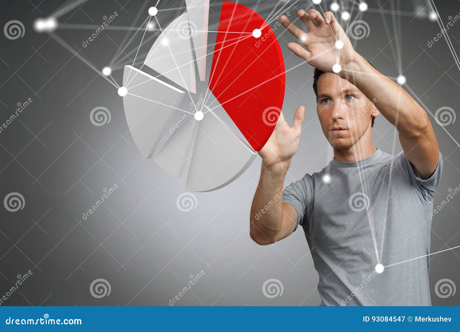 Man Shows a Pie Chart, Circle Diagram. Business Analytics Concept Stock ...