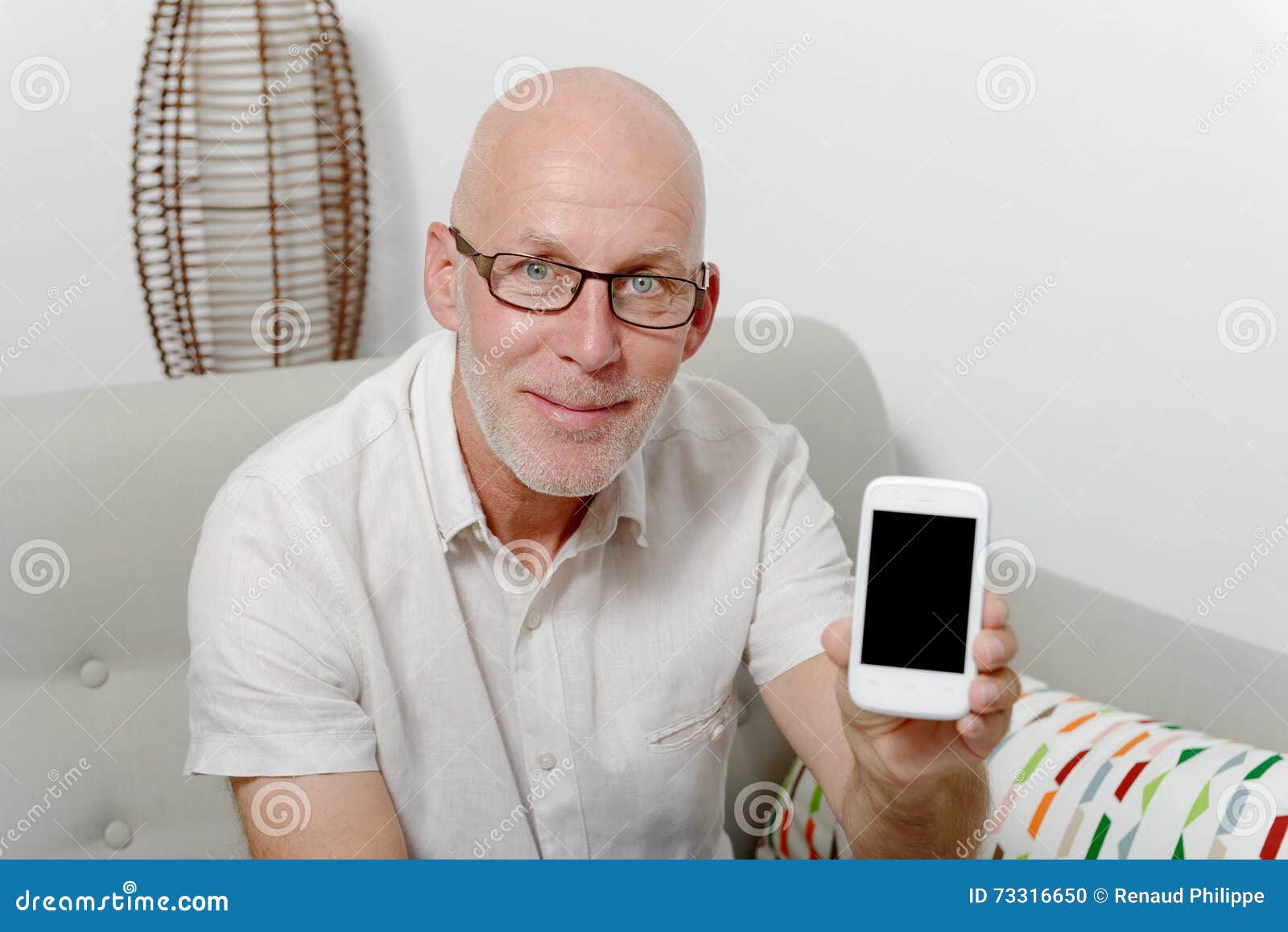 Man Shows the Screen of His Phone Stock Photo - Image of screen, people ...