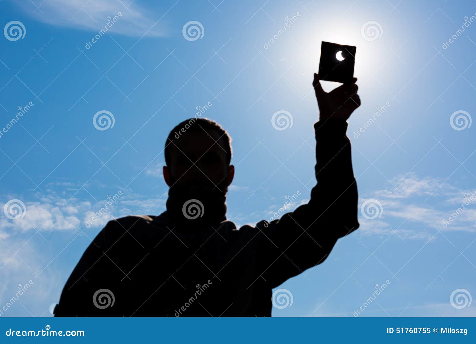 Man shows sun eclipse stock image. Image of black, earth - 51760755