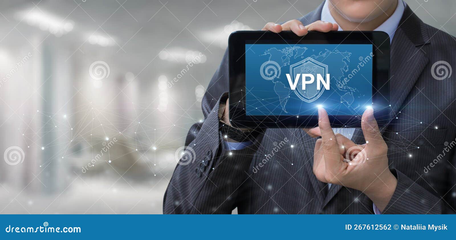 A Man Shows on the VPN Tablet he is Stock Photo - Image of devices ...