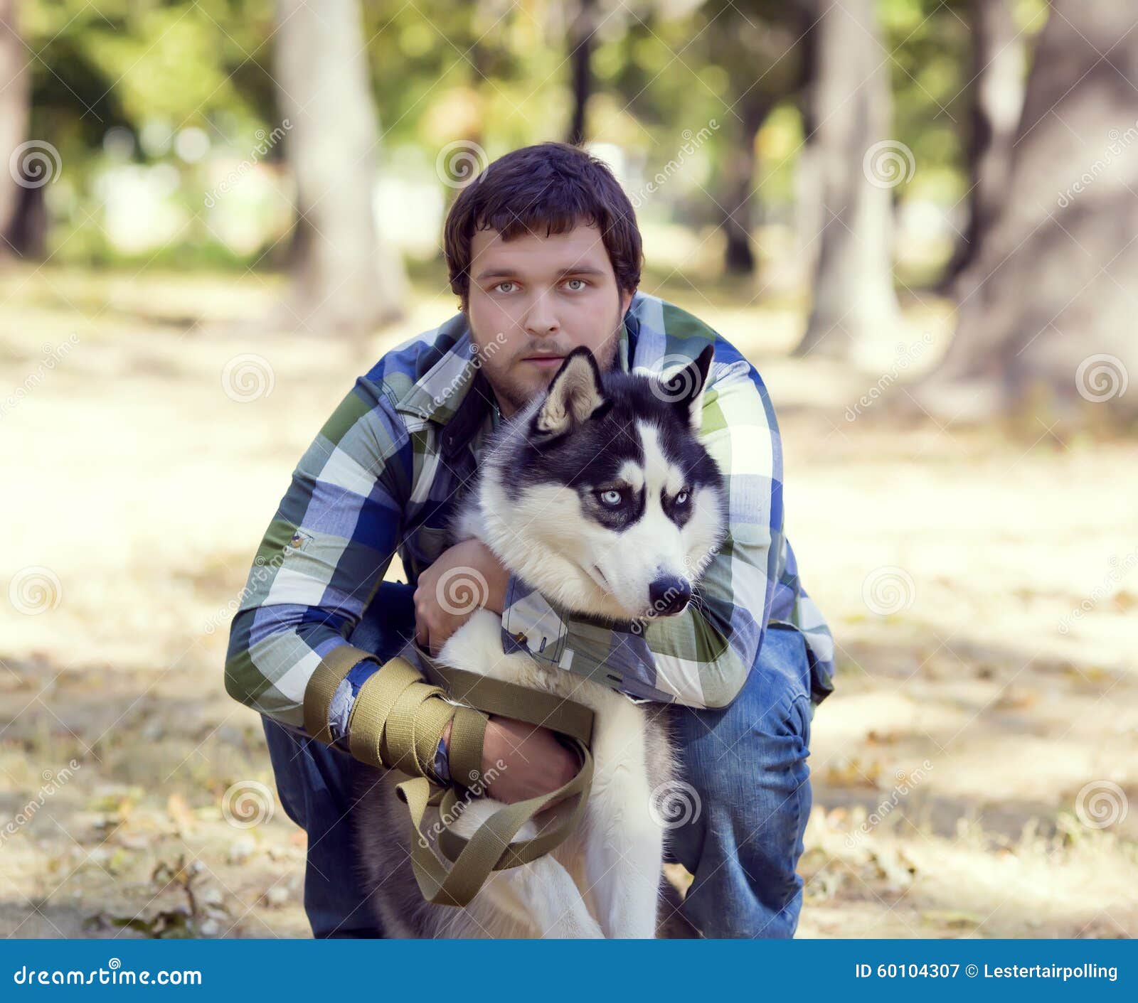 Man and the Siberian Husk stock image. Image of purebred - 60104307