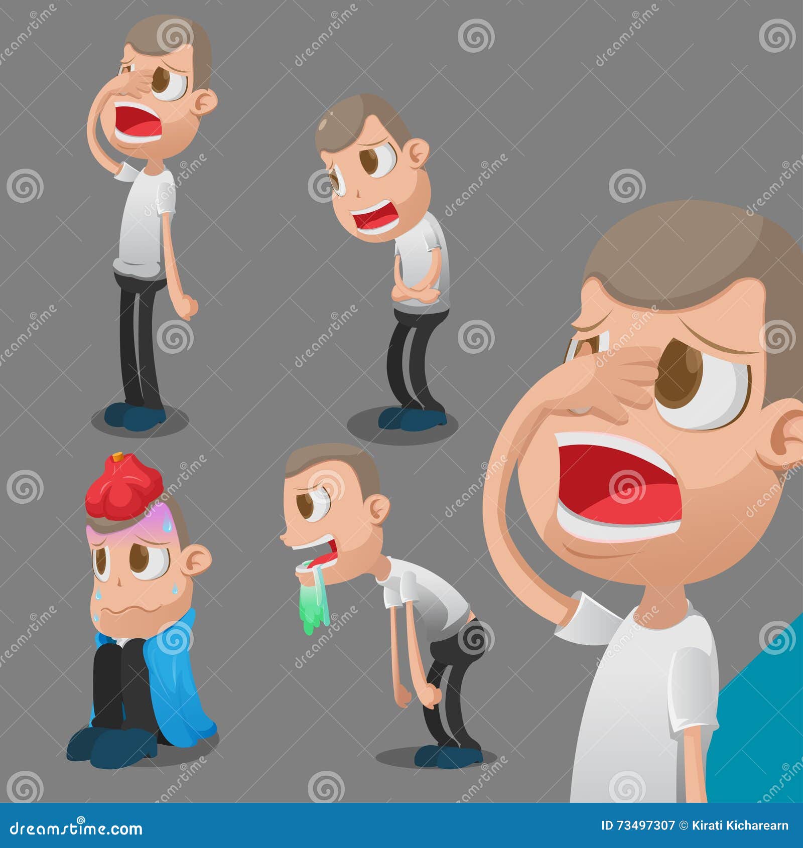Man Sick Cartoon Character Action Vector Stock Illustration ...
