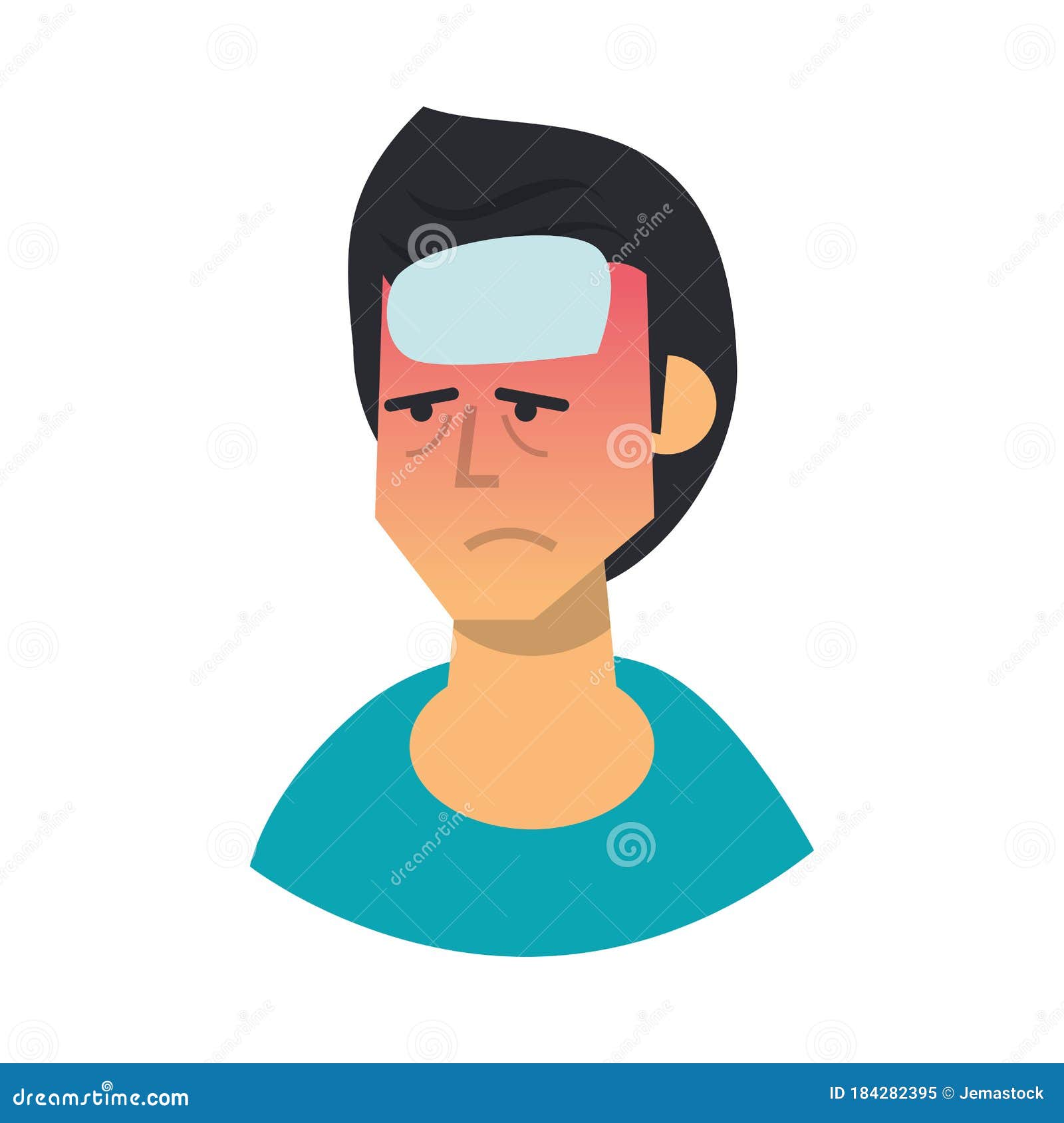 Sick Man With Fever Icon. Temperature Thermometer Sign. Vector ...