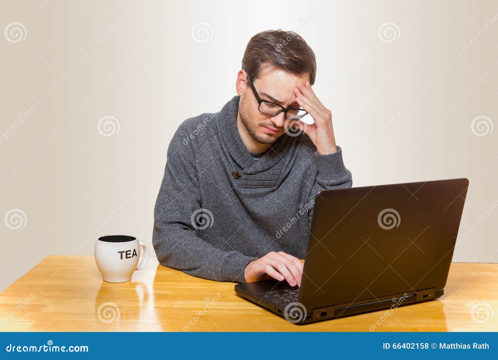 A Man is Sick of Problems with His Laptop Where he is Working on Stock ...