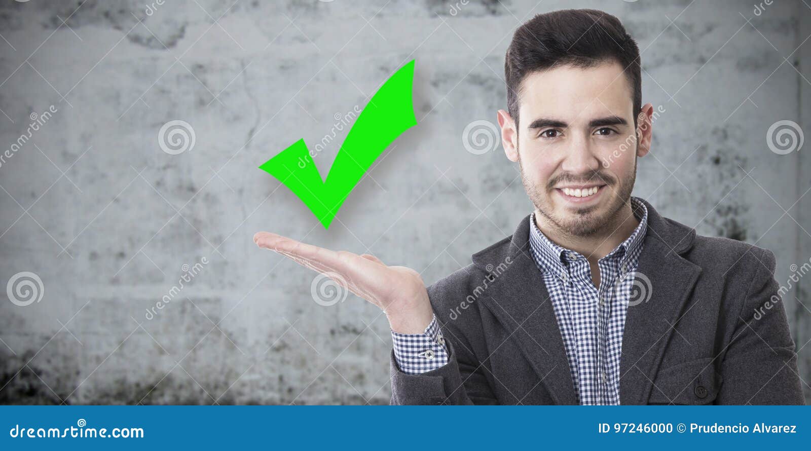 Man with sign approval stock photo. Image of customers - 97246000