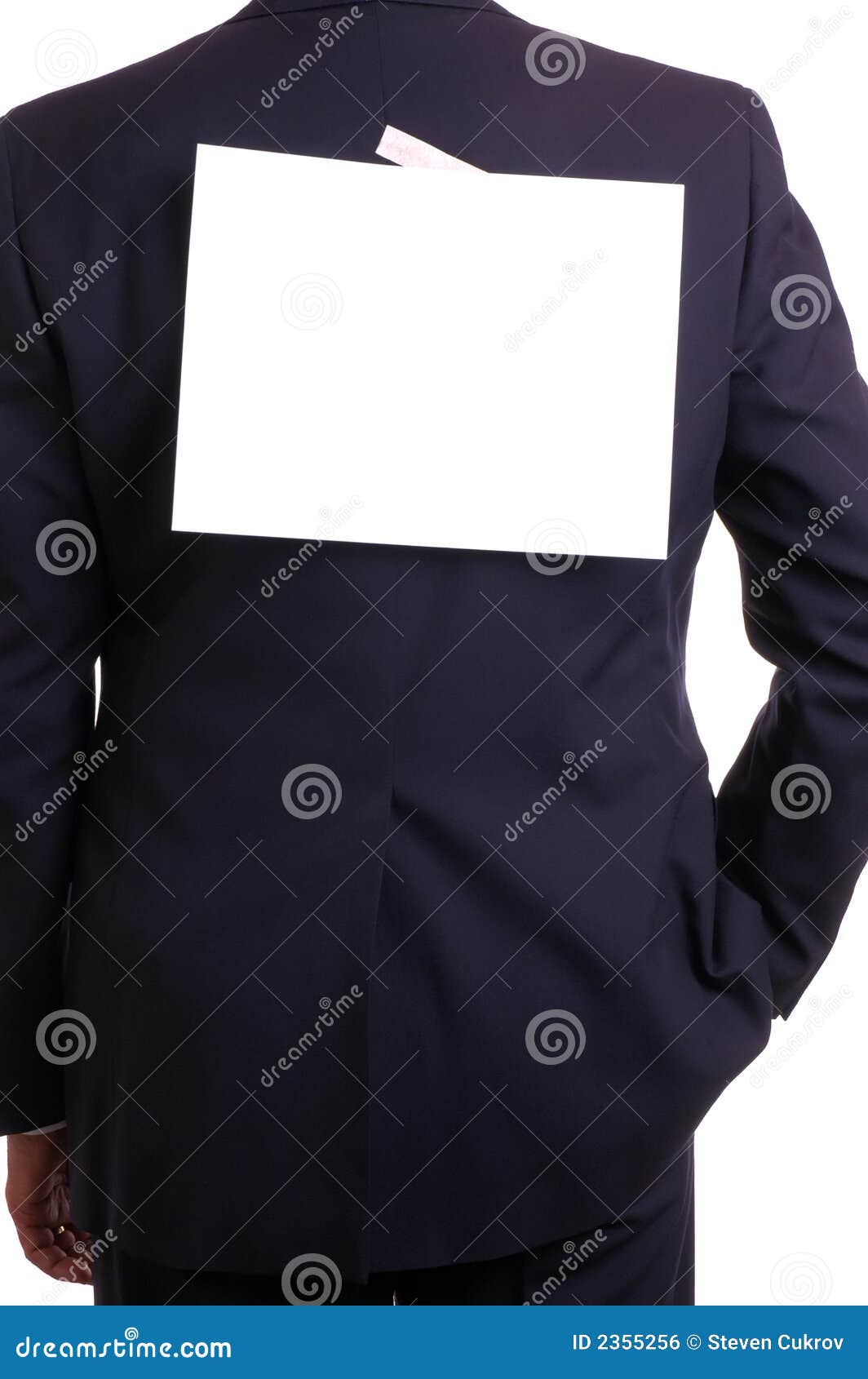 Man with sign on Back stock photo. Image of isolated, office - 2355256