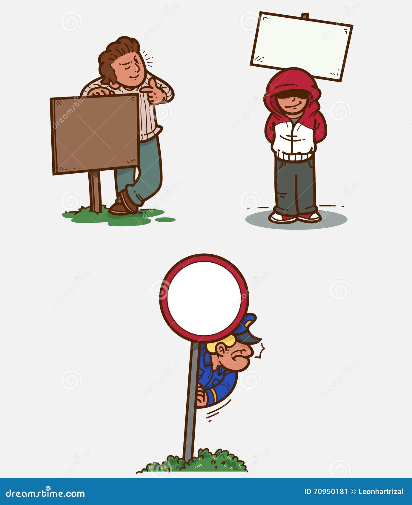 Man with sign board stock vector. Illustration of vector - 70950181