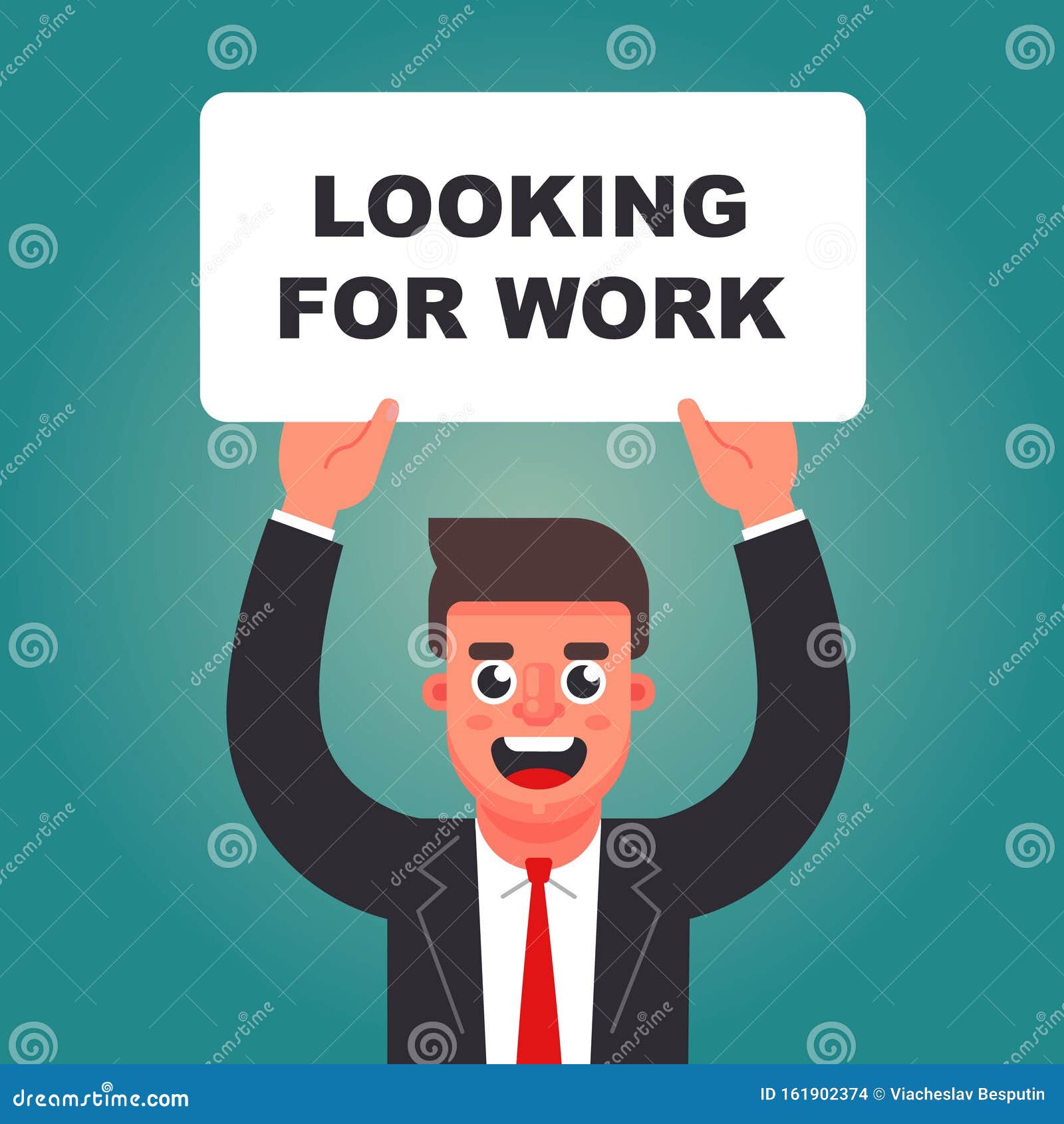 A Man with a Sign in His Hands is Looking for Work Stock Vector ...