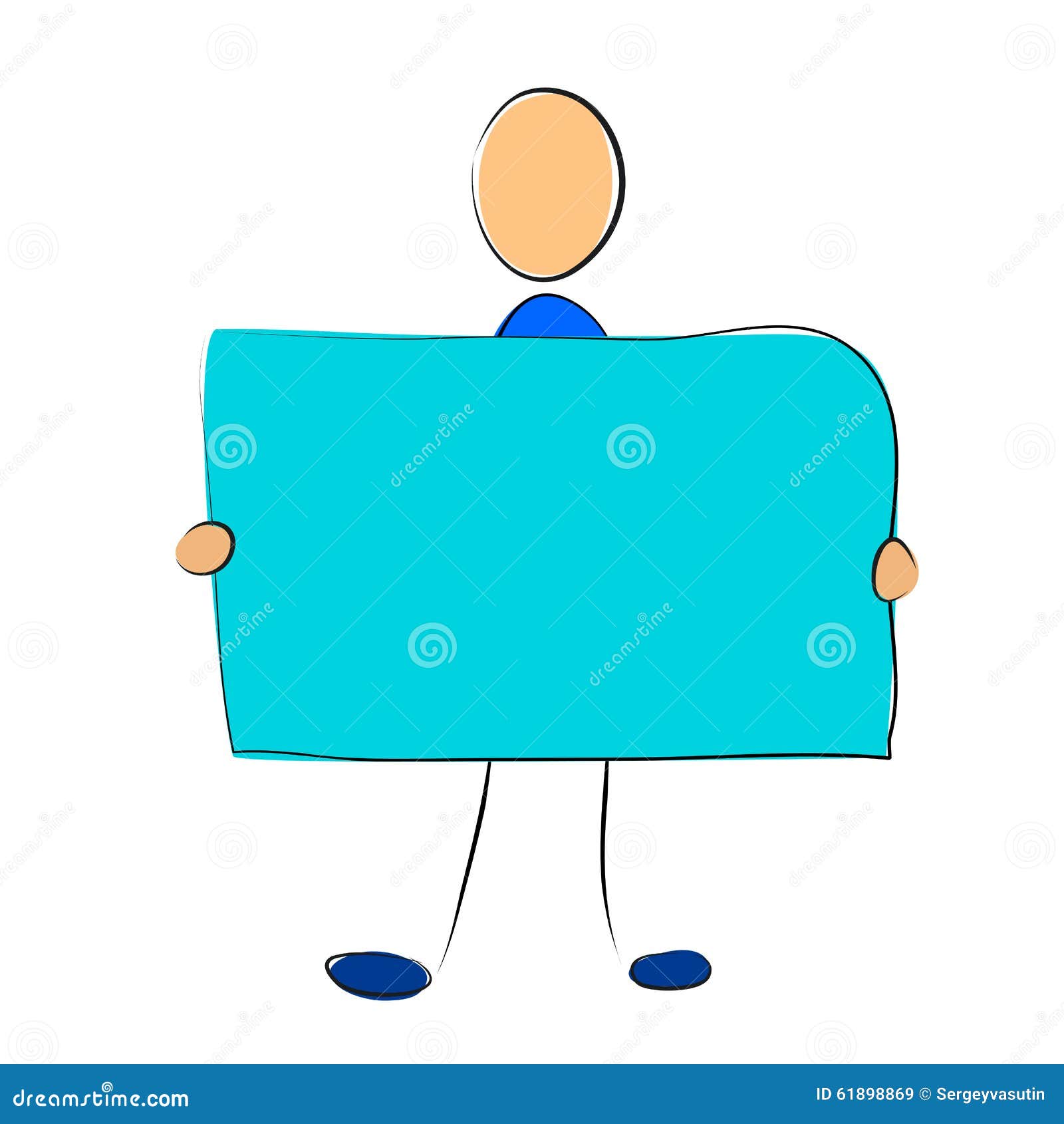 Man with a Sign in His Hands Stock Illustration - Illustration of frame ...