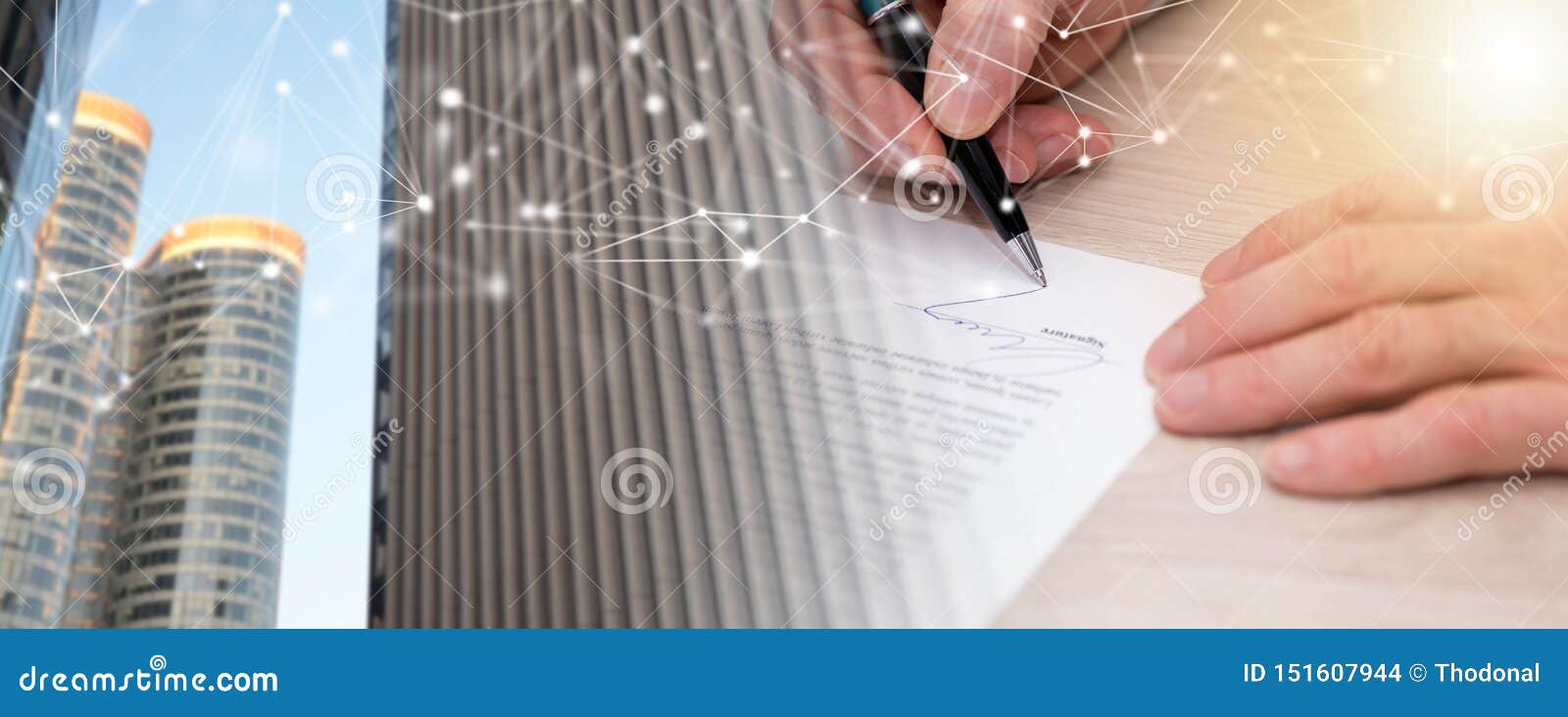 Man Signing a Contract; Multiple Exposure Stock Photo - Image of ...