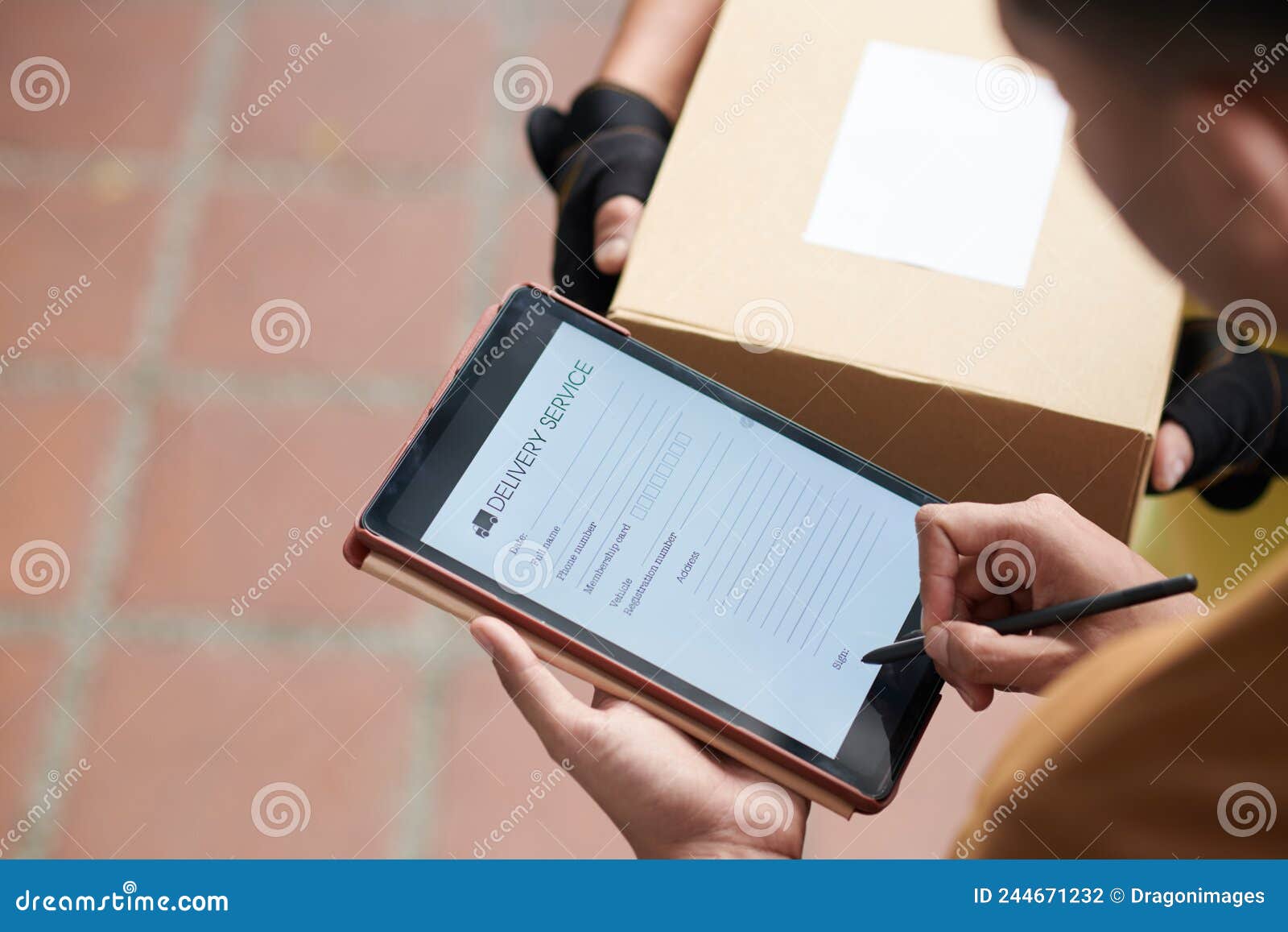 Man Signing Delivery Service Document Stock Photo - Image of fast, data ...