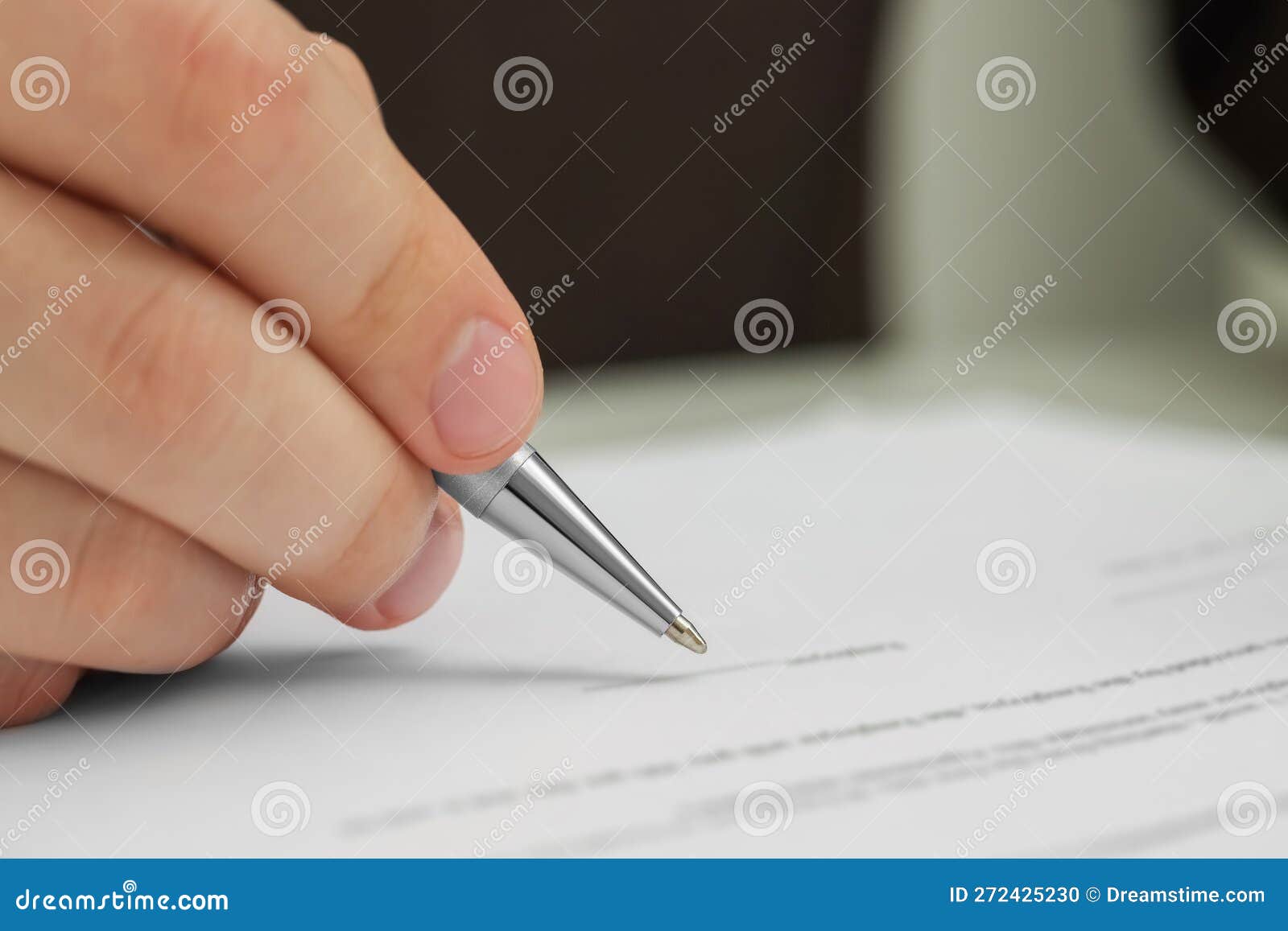 Man Signing Document, Closeup View. Space for Text Stock Photo - Image ...