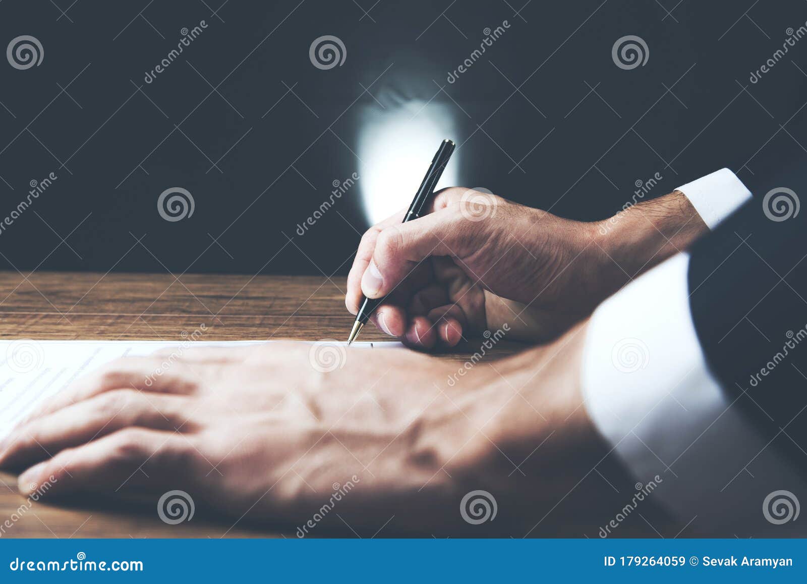 Man Signing a Document or Writing Correspondence Stock Image - Image of ...