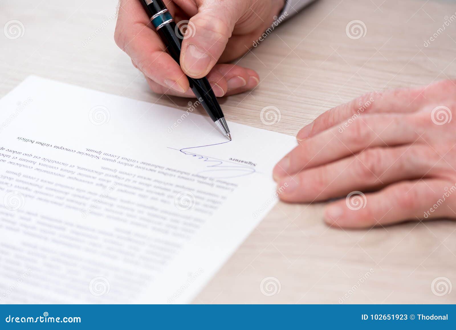 Man signing a contract stock image. Image of hand, sign - 102651923
