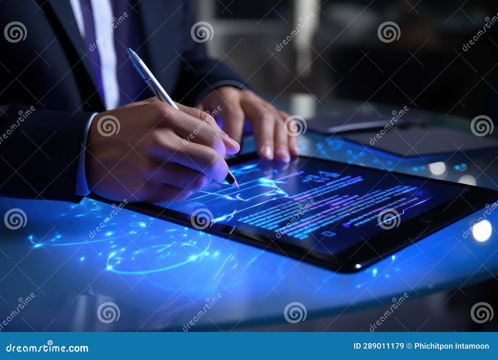 Man Signing an Official Document on Tablet . Generative AI Stock ...