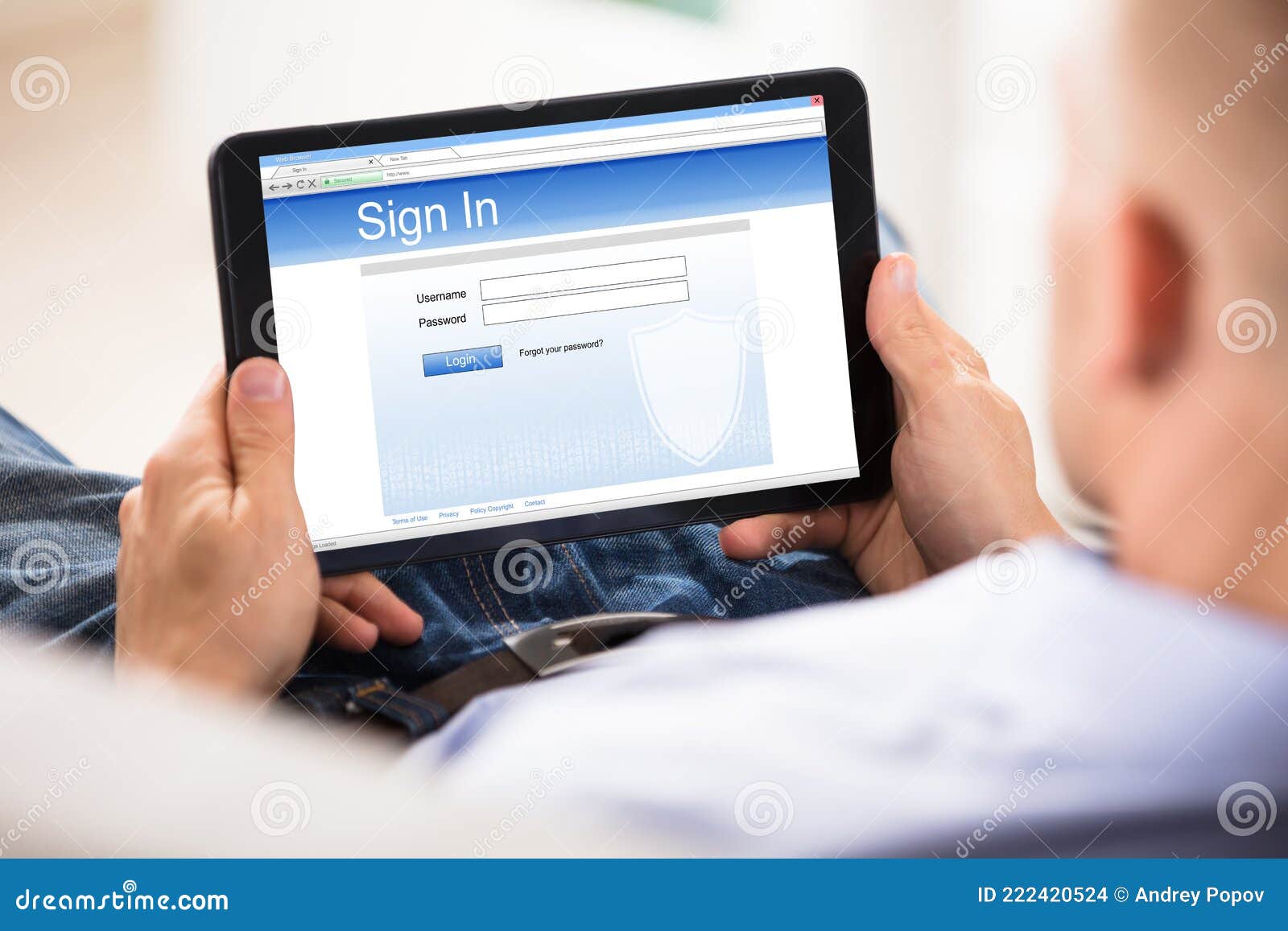 Man Signing Up the Application on Digital Tablet Stock Photo - Image of ...
