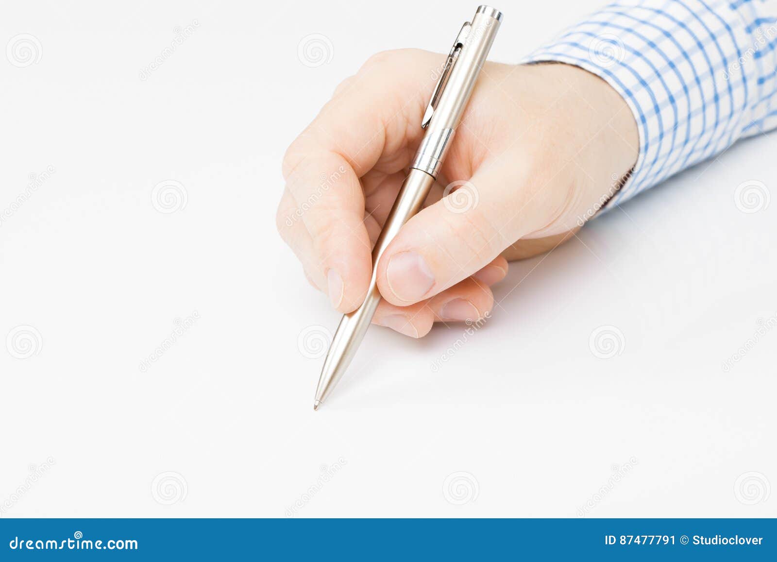 Man Signing or Writing Something - Close Up Shot Over Grey Stock Image ...