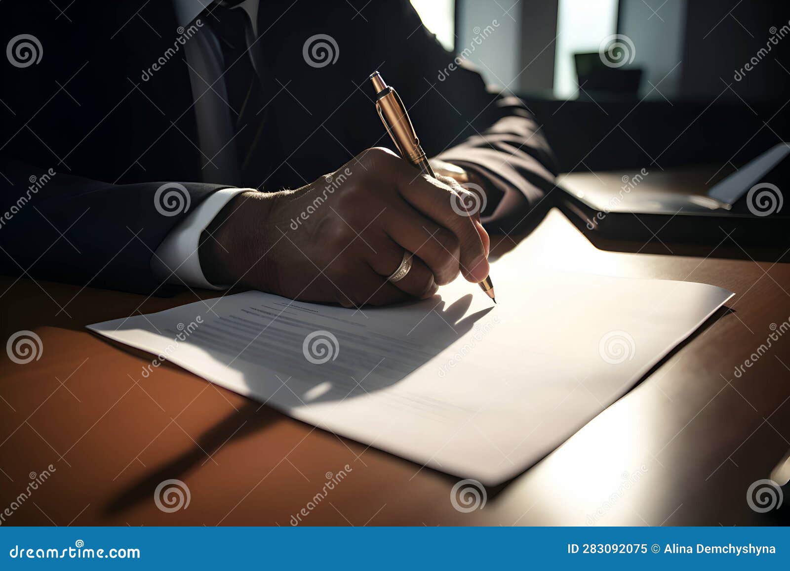 Man Signs NDA Contract. Contract Printing And Safety Signature Vector ...