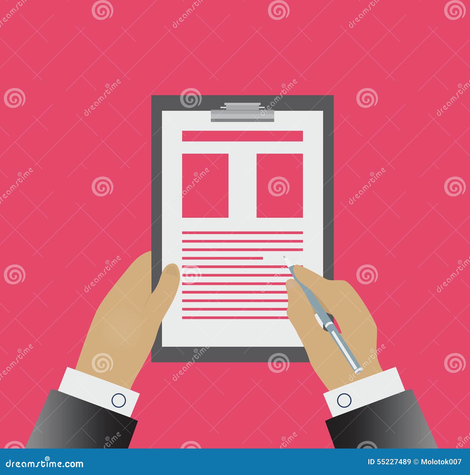 Man Signs Document and Puts His Signature Stock Vector - Illustration ...