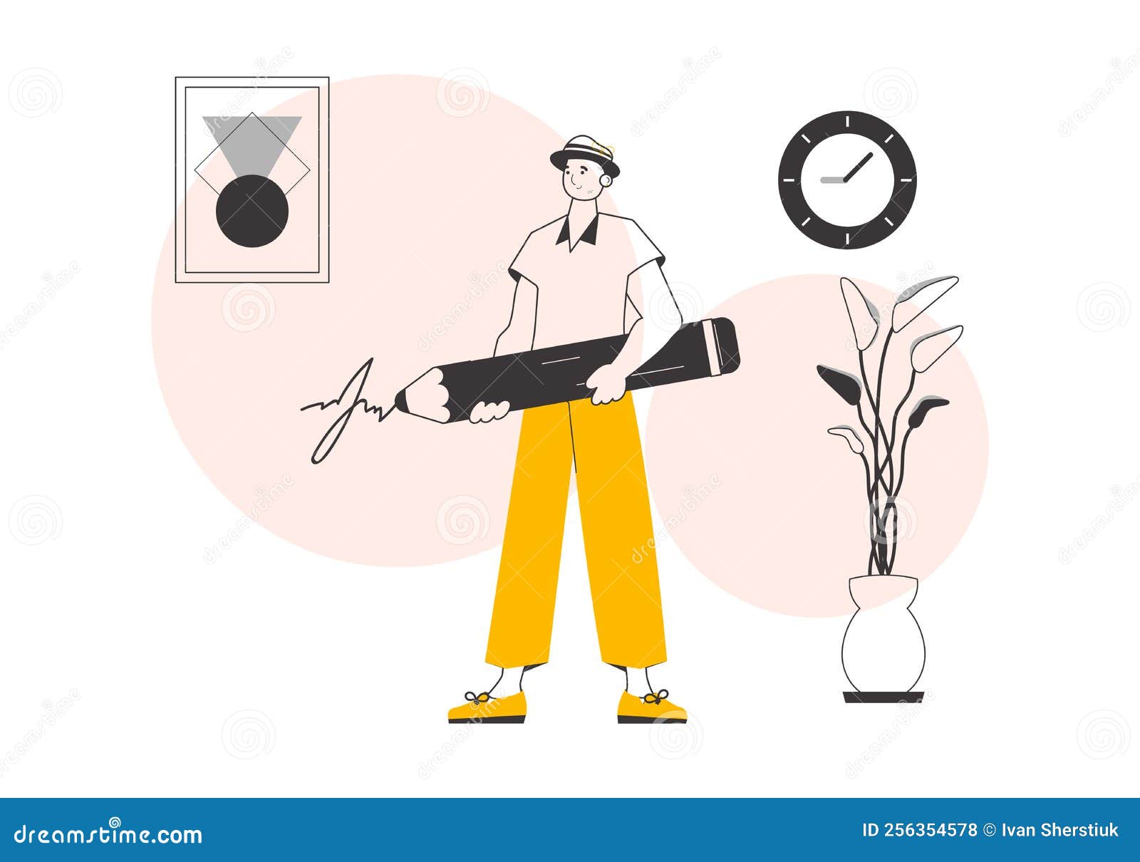 The Man Signs. Linear Trendy Style. Vector Illustration. Stock Vector ...