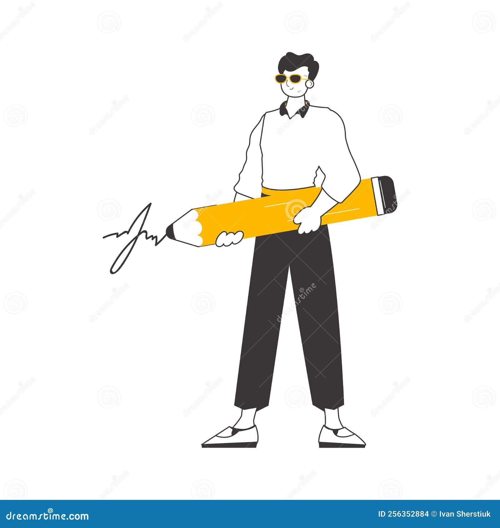 The Man Signs. Minimalistic Linear Style. Isolated. Vector Illustration ...