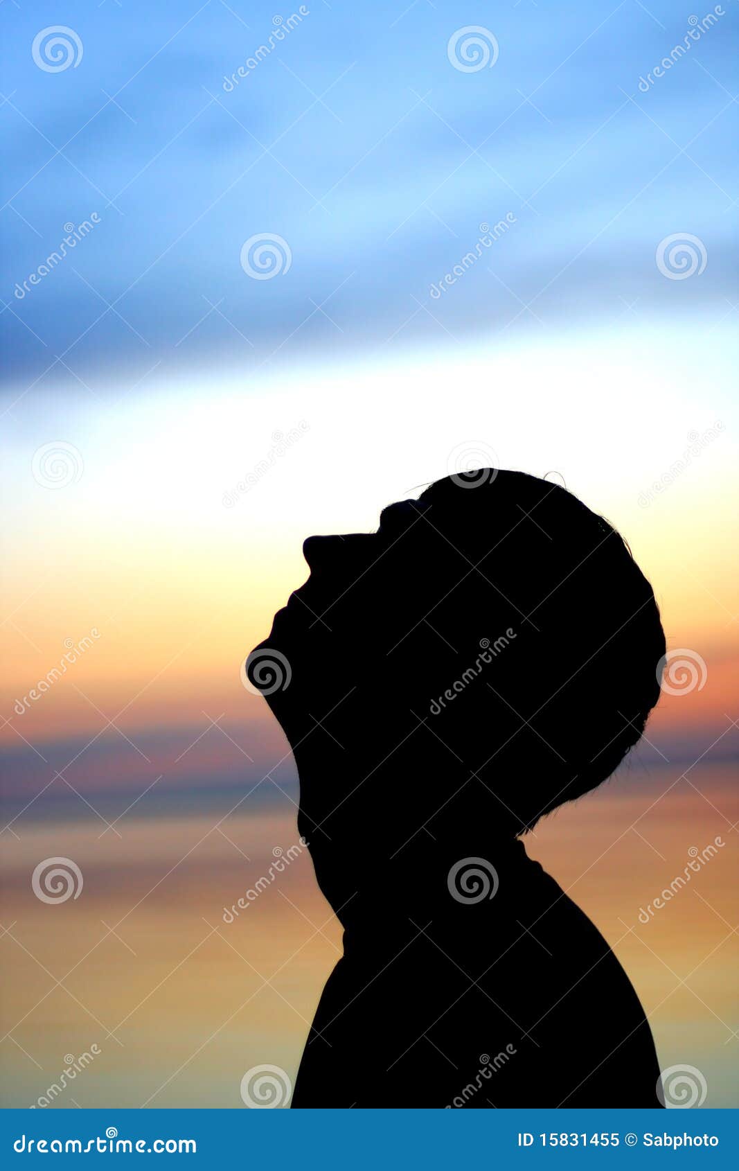 Face Looking Upwards To The Sky