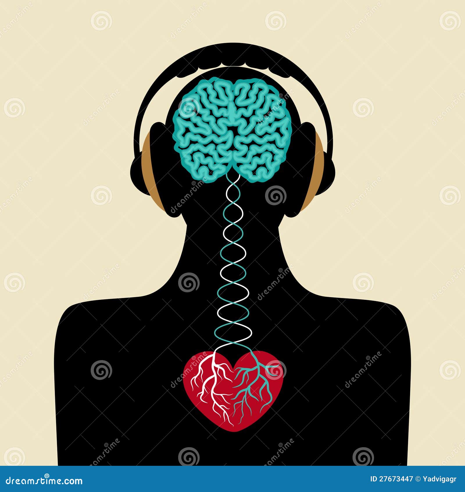 Heart And Brain In Balance - Pictured As Words Heart, Brain And Yin ...
