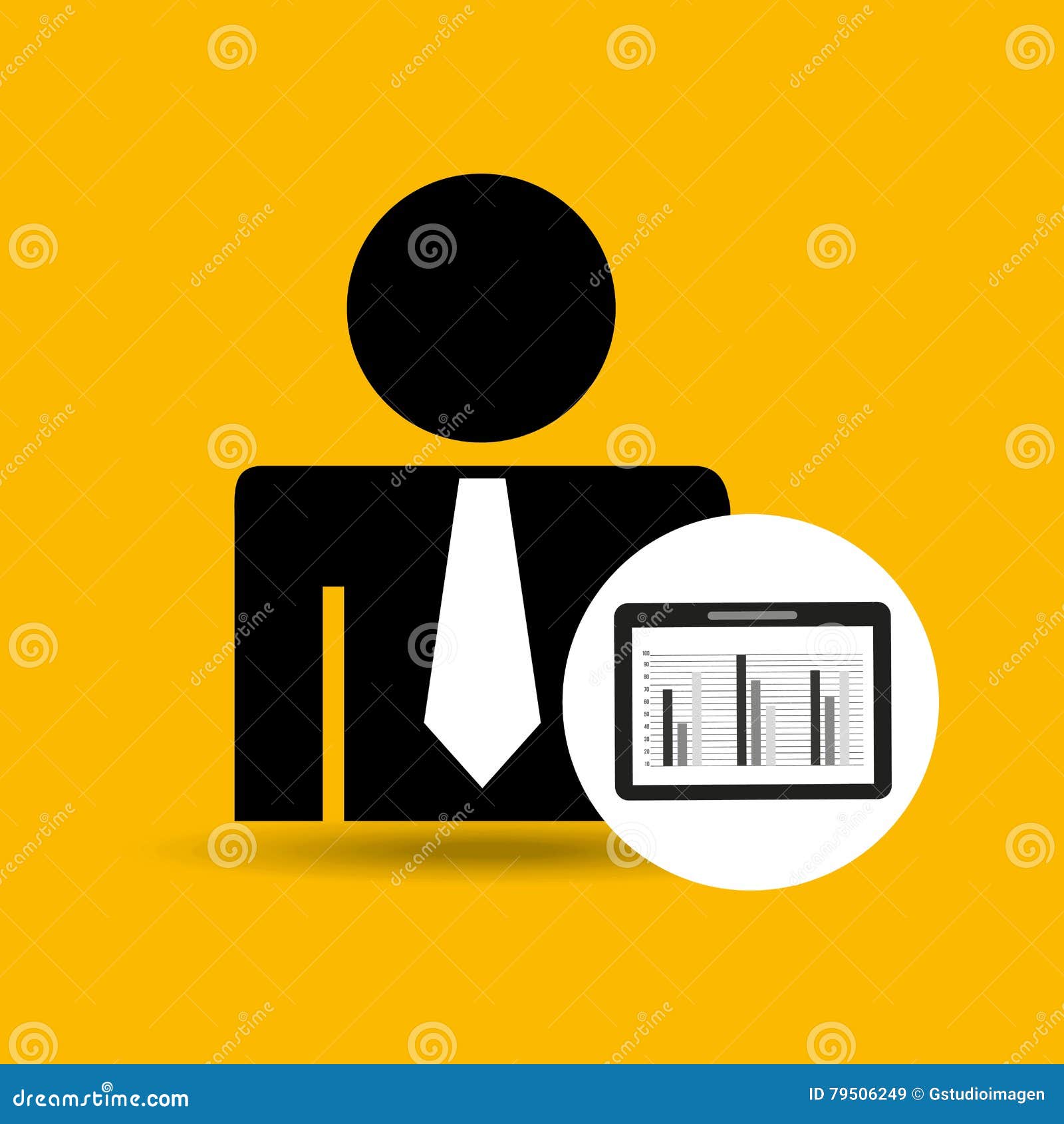 Man Silhouette Business and Tablet Statistics Design Icon Stock ...