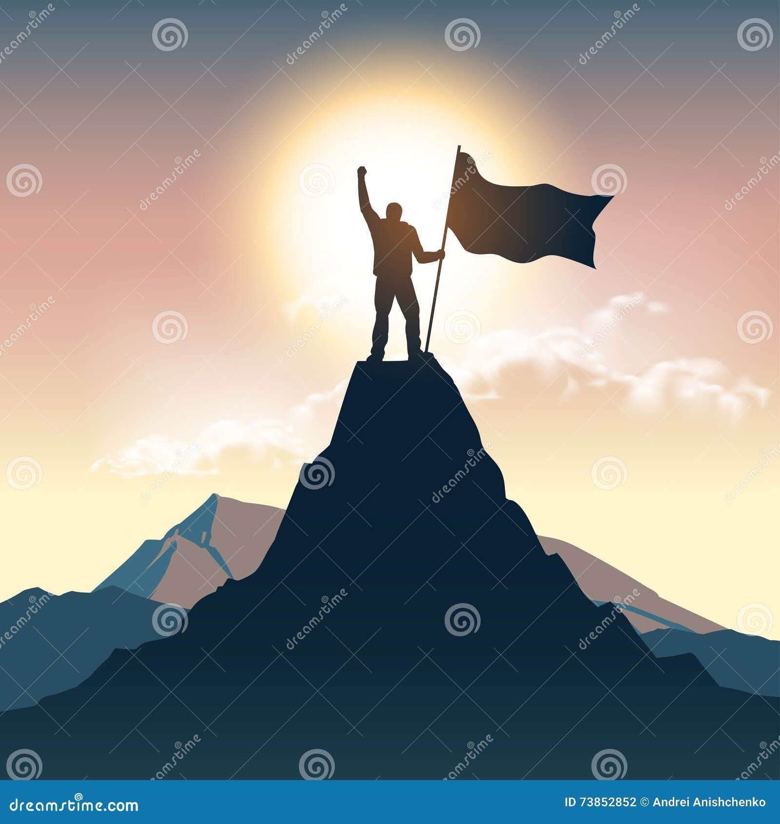 Man Standing On Mountain Clipart Free