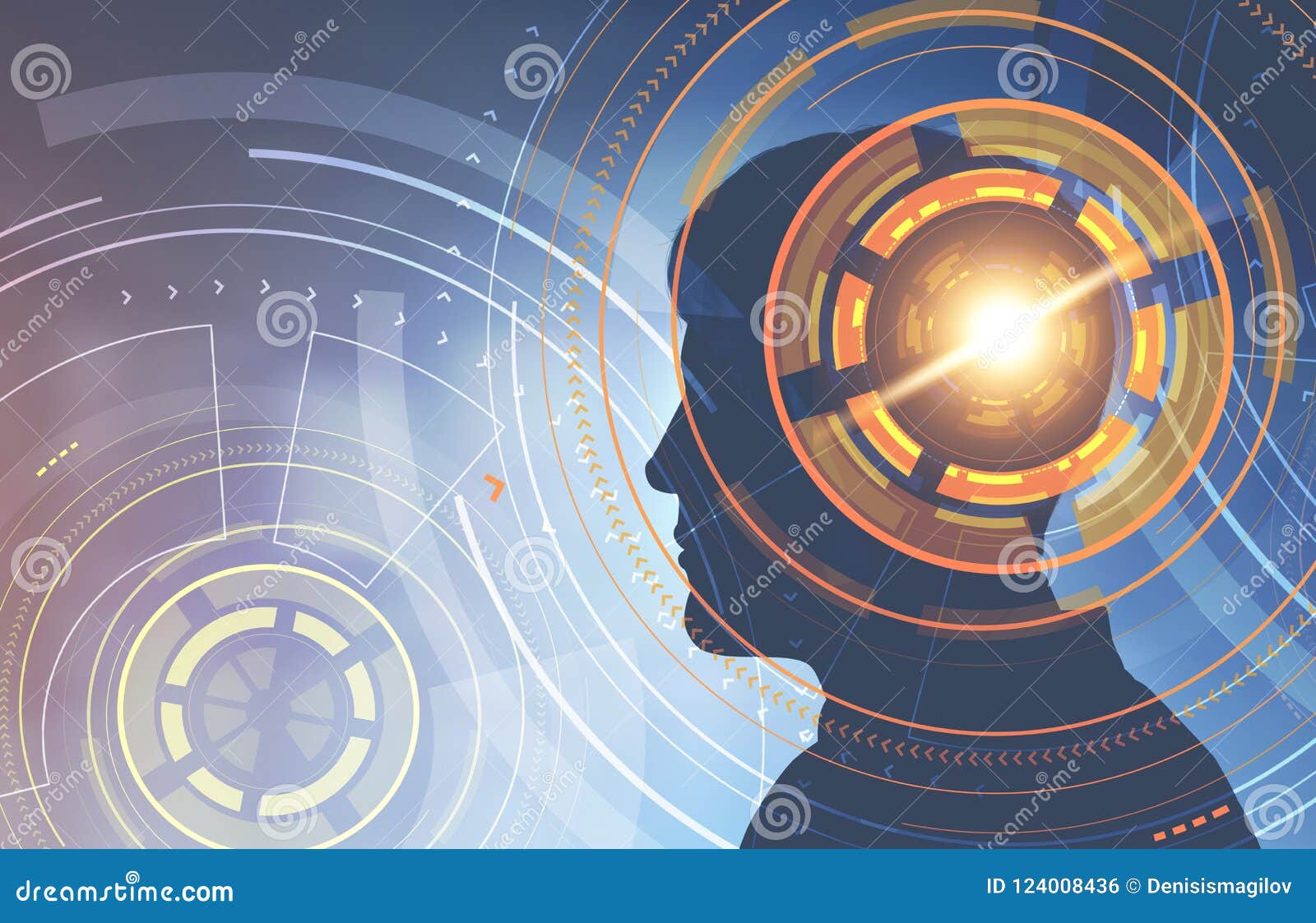 Man Silhouette, Orange Gui Interface Stock Illustration - Illustration ...