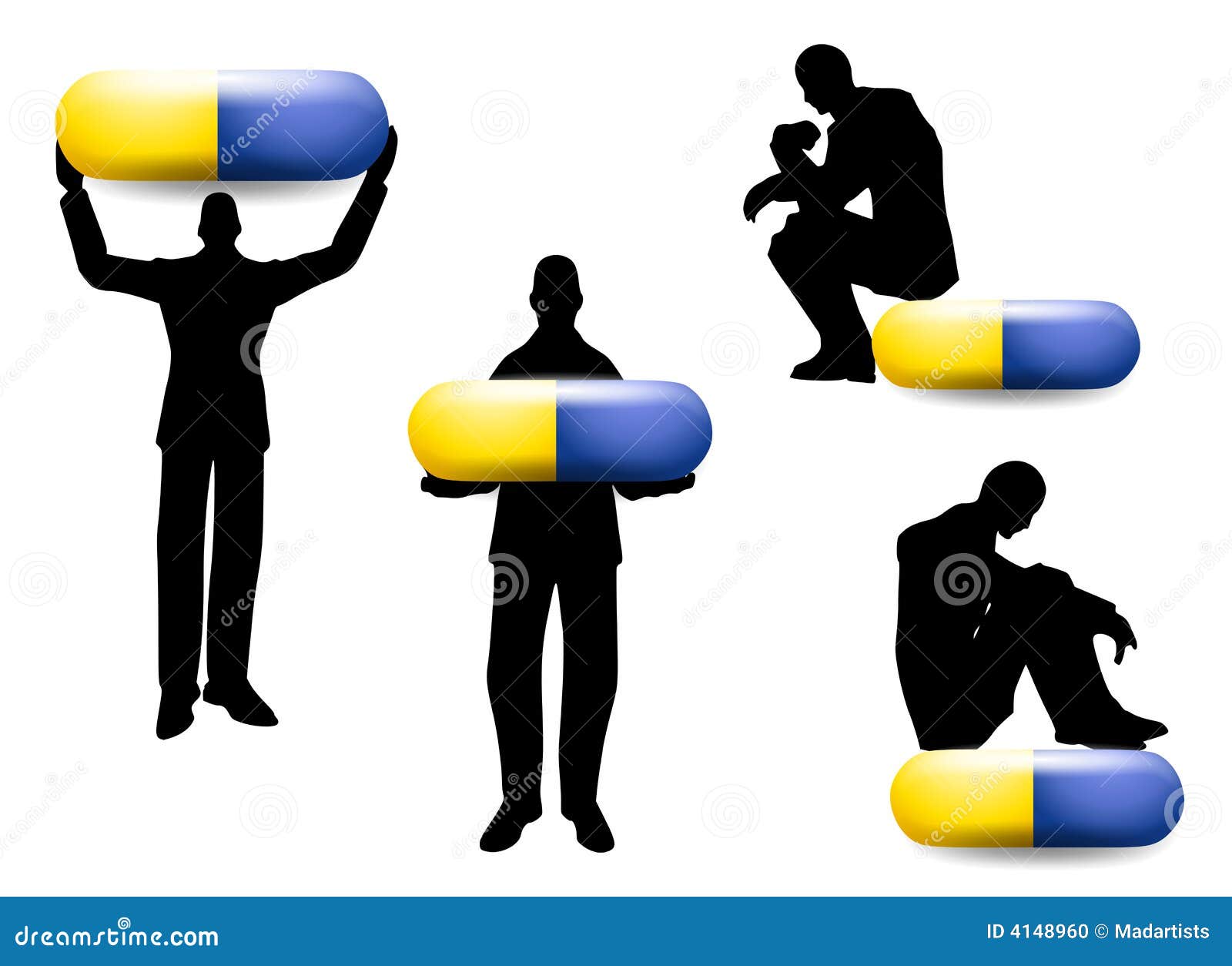 Man Silhouette with Pill Capsules Stock Illustration - Illustration of ...