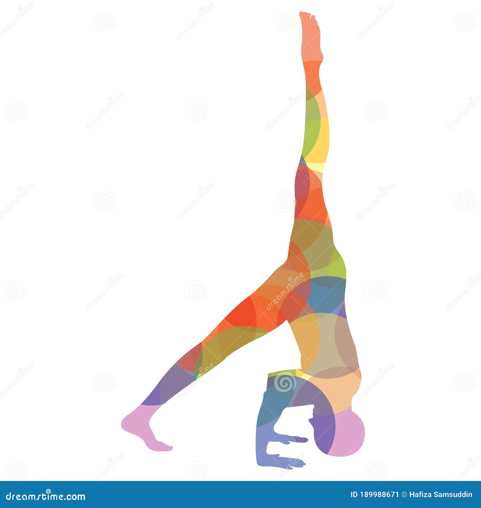 Man Silhouette Practising Yoga in Supported Headstand Sequence. Vector ...