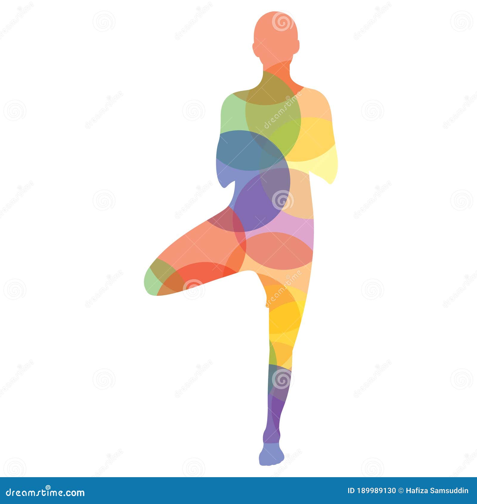 Man Silhouette Practising Yoga in Tree Pose. Vector Illustration ...