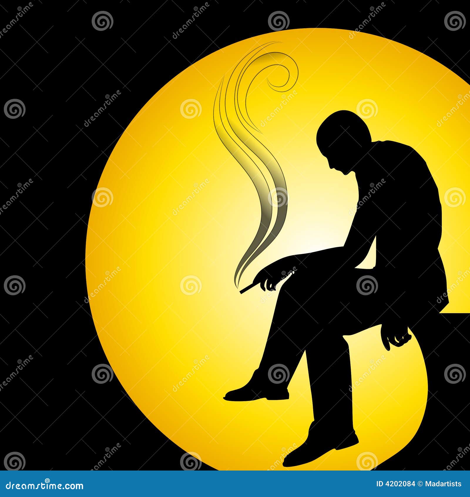 Man Silhouette Smoking Alone Stock Vector - Illustration of graphics ...