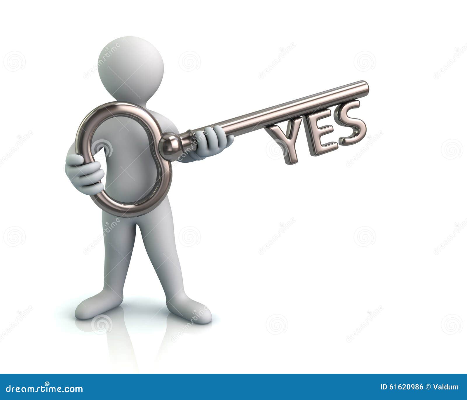 Man and Silver Key with Yes Stock Illustration - Illustration of ...