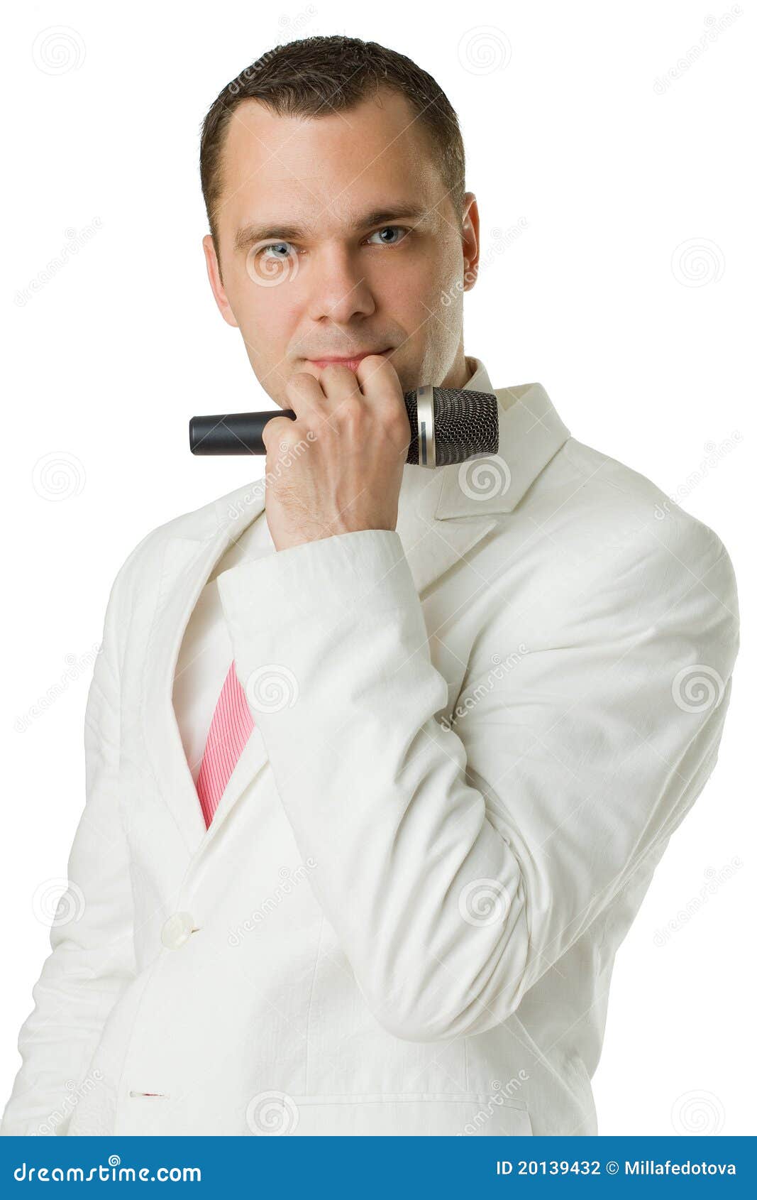 Man Singer with Microphone Isolated Stock Photo - Image of male ...