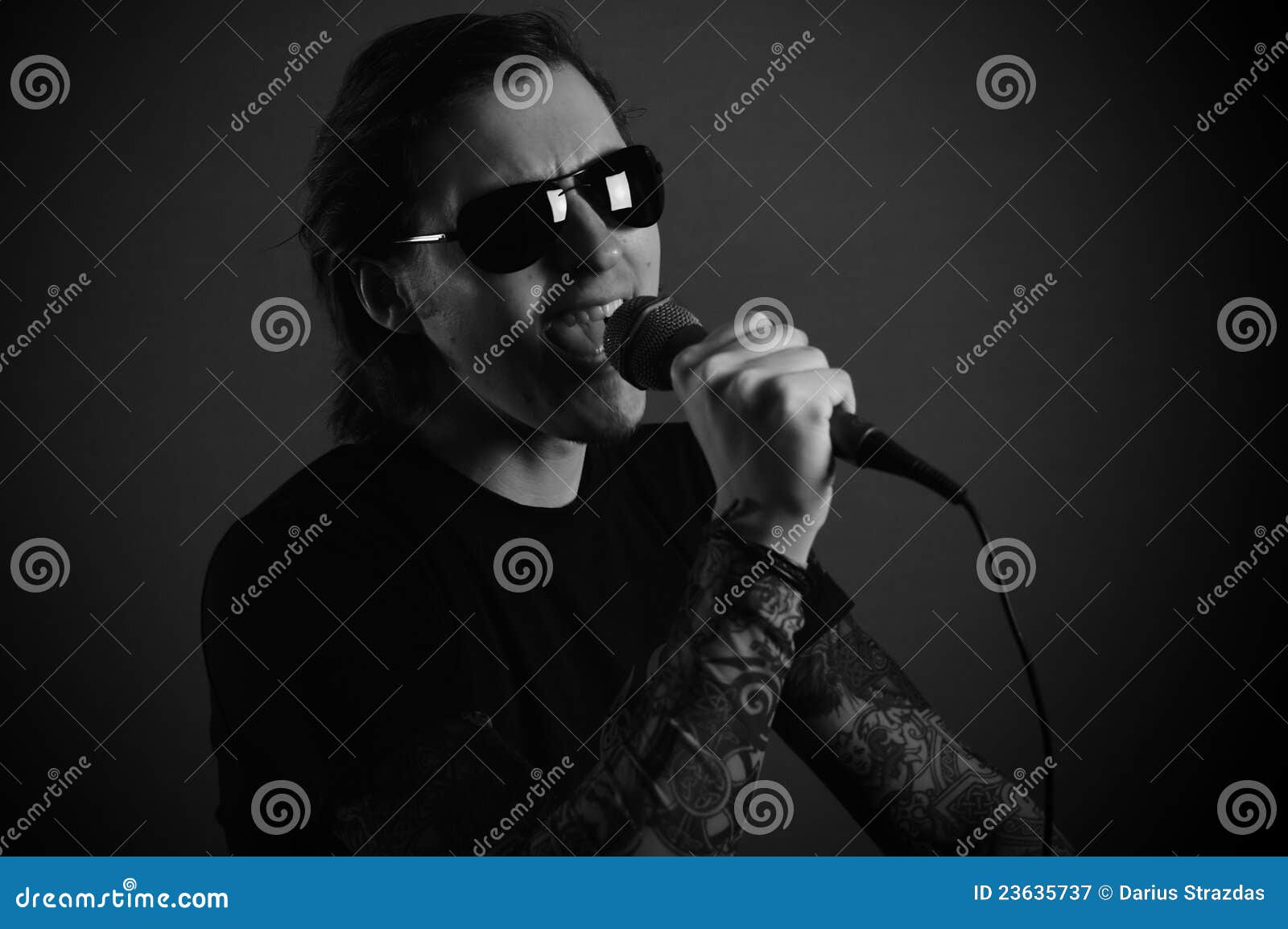 Man Singer with Microphone Rock or Metal Stock Image - Image of person ...