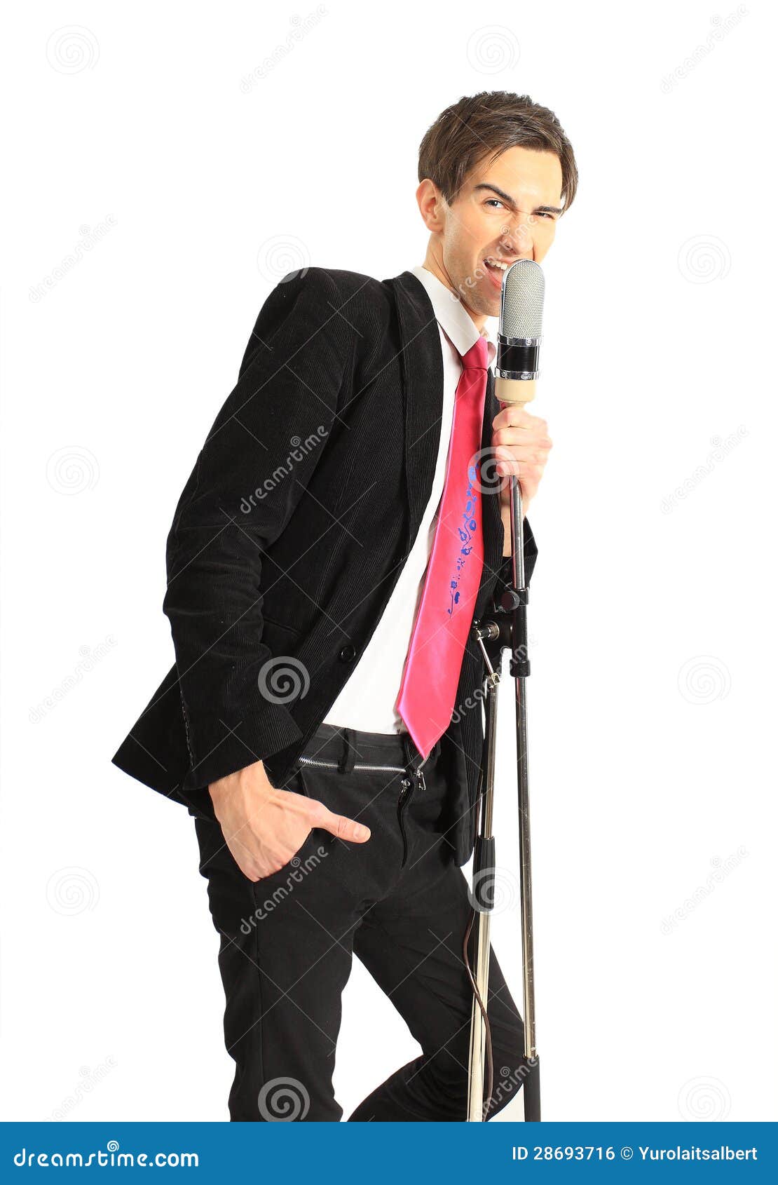 Man Singing into a Microphone Stock Photo - Image of music ...