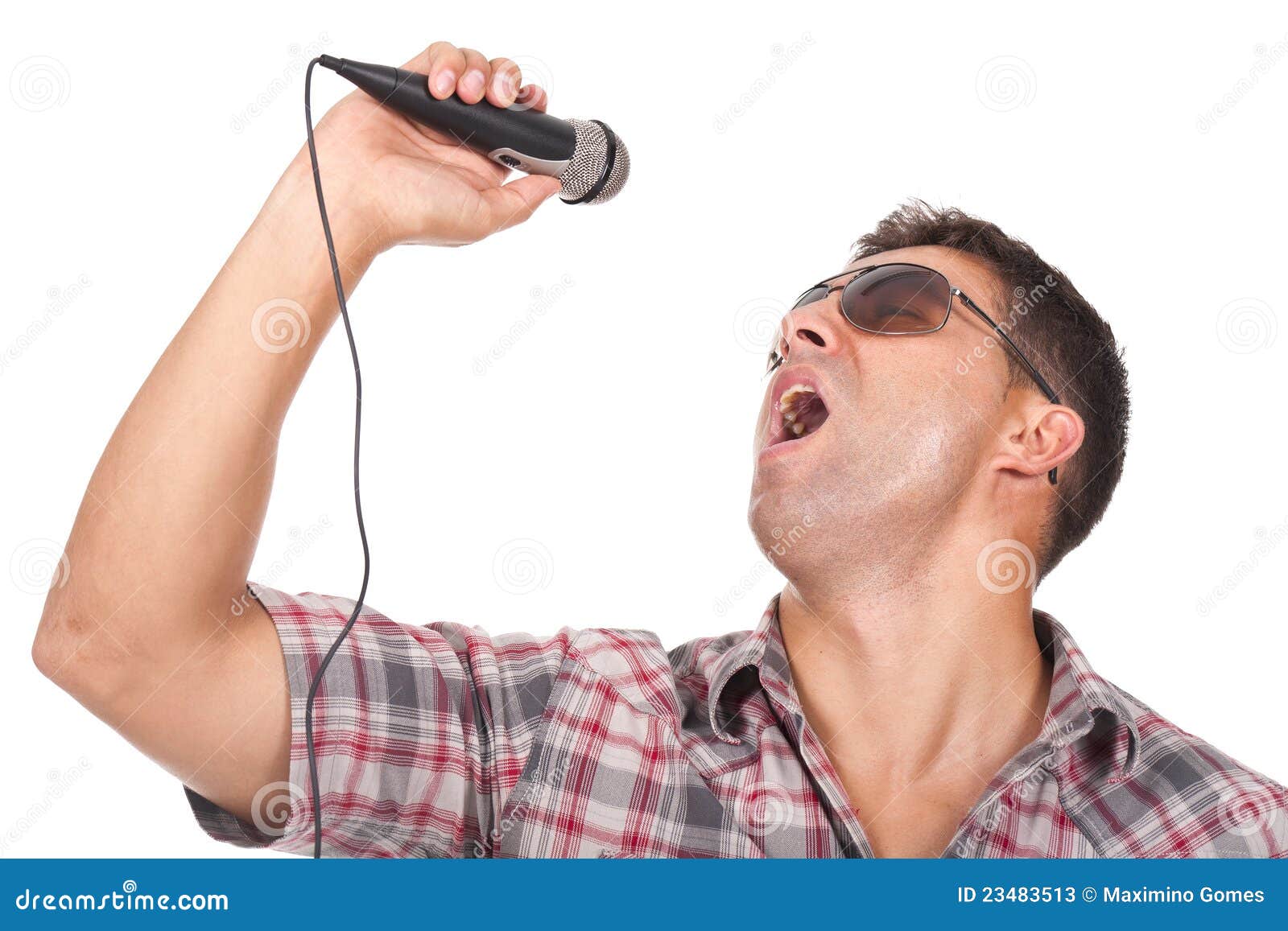 Man Singing with a Microphone on the Hand Stock Image - Image of ...