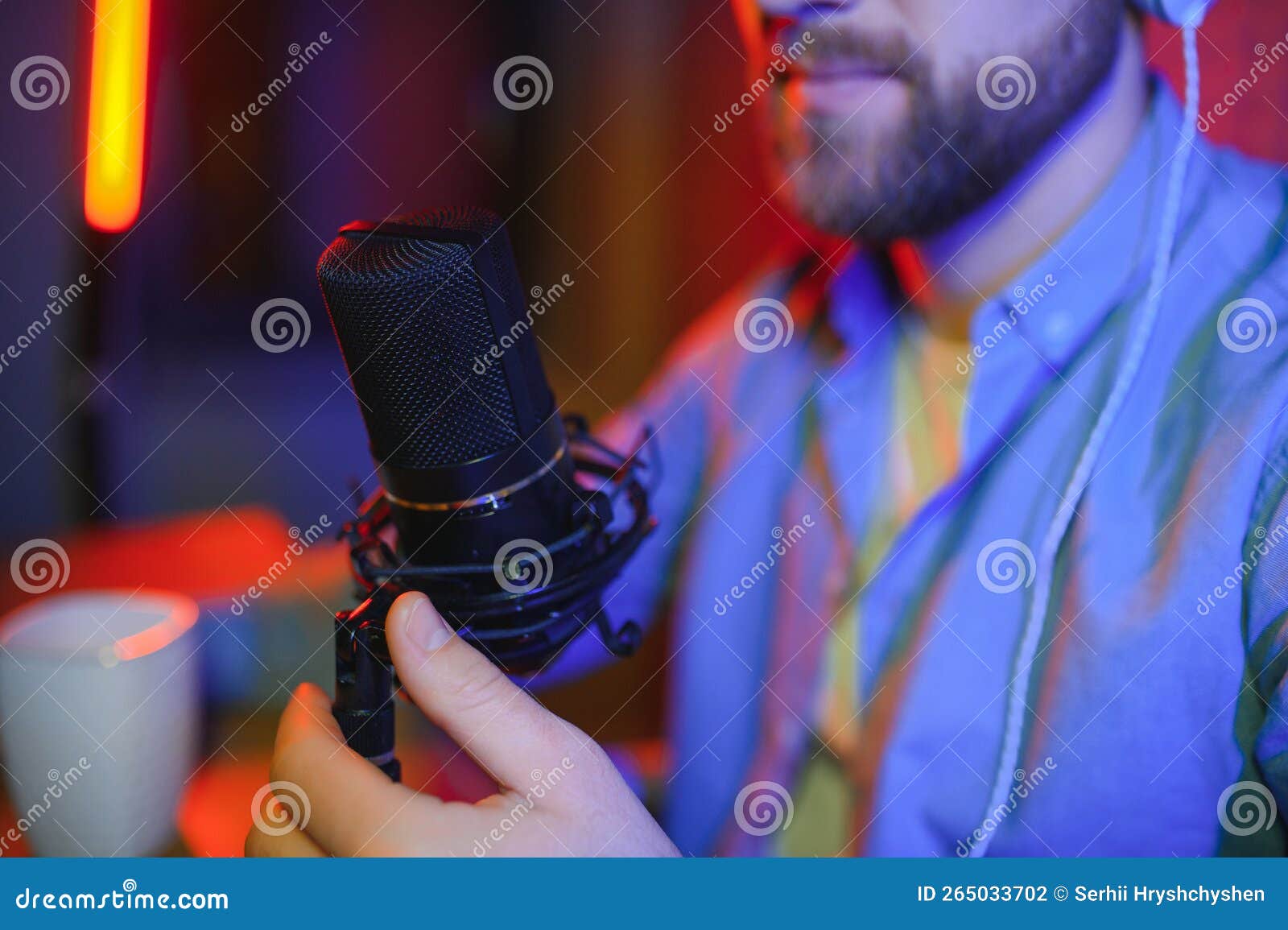 Man Singing in a Recording Studio Stock Photo - Image of instrument ...