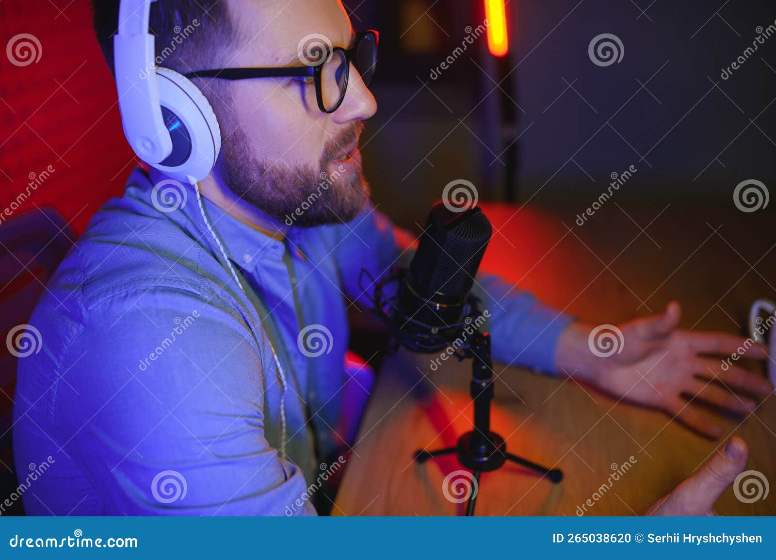 Man Singing in a Recording Studio Stock Photo - Image of indoors ...