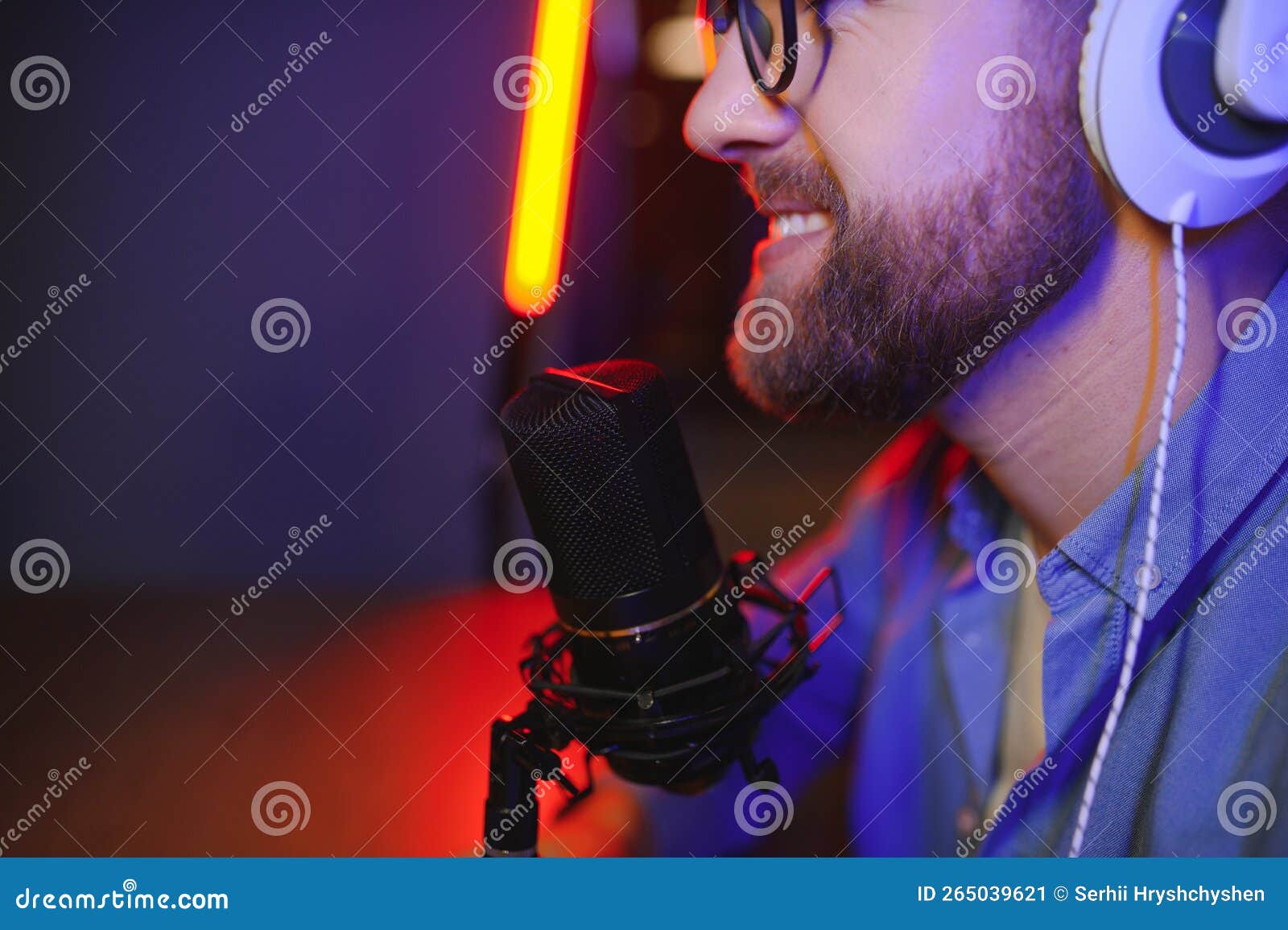 Man Singing in a Recording Studio Stock Image - Image of professional ...